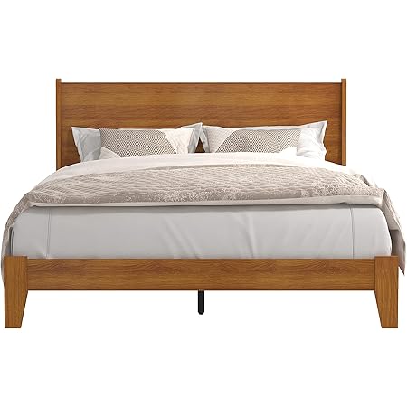 Amazon.com: Galano Abby Retro Queen Bed Frame with Headboard - Wooden ...
