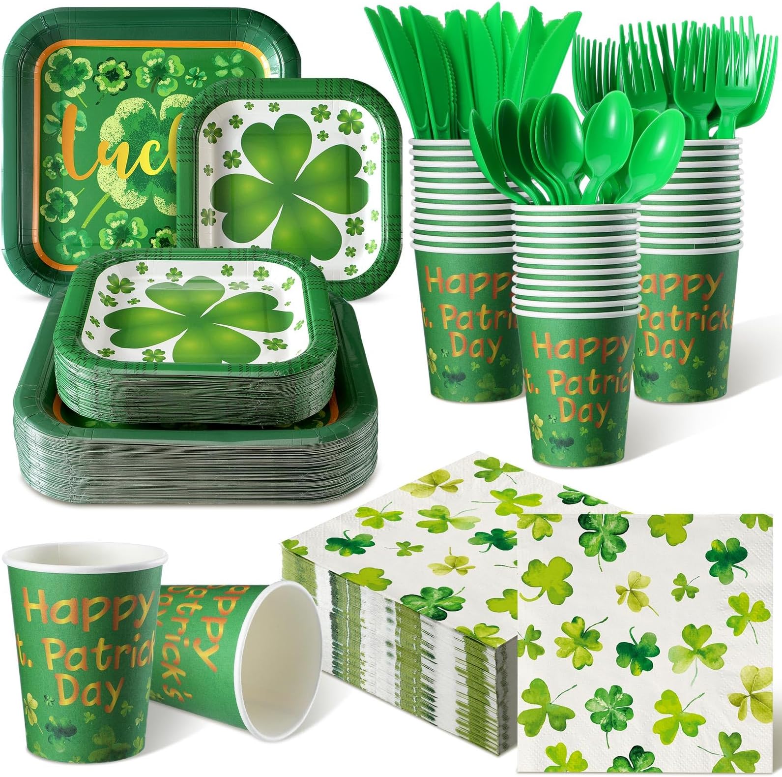 Amazon.com: Suttmin 350 Psc St Patrick's Day Party Supplies Tableware ...
