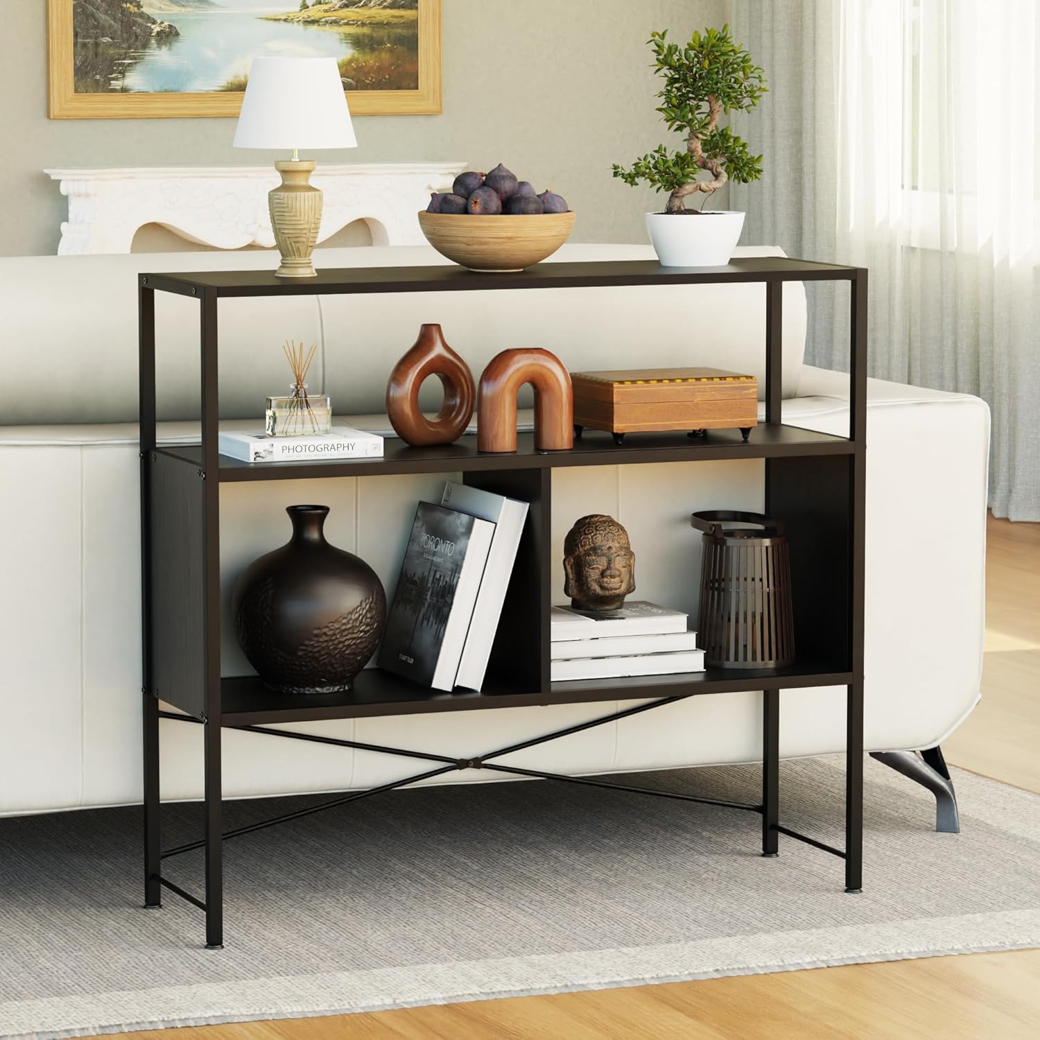 Amazon.com: 3Tier Behind Couch Table Skinny, Thin Sofa Table with ...