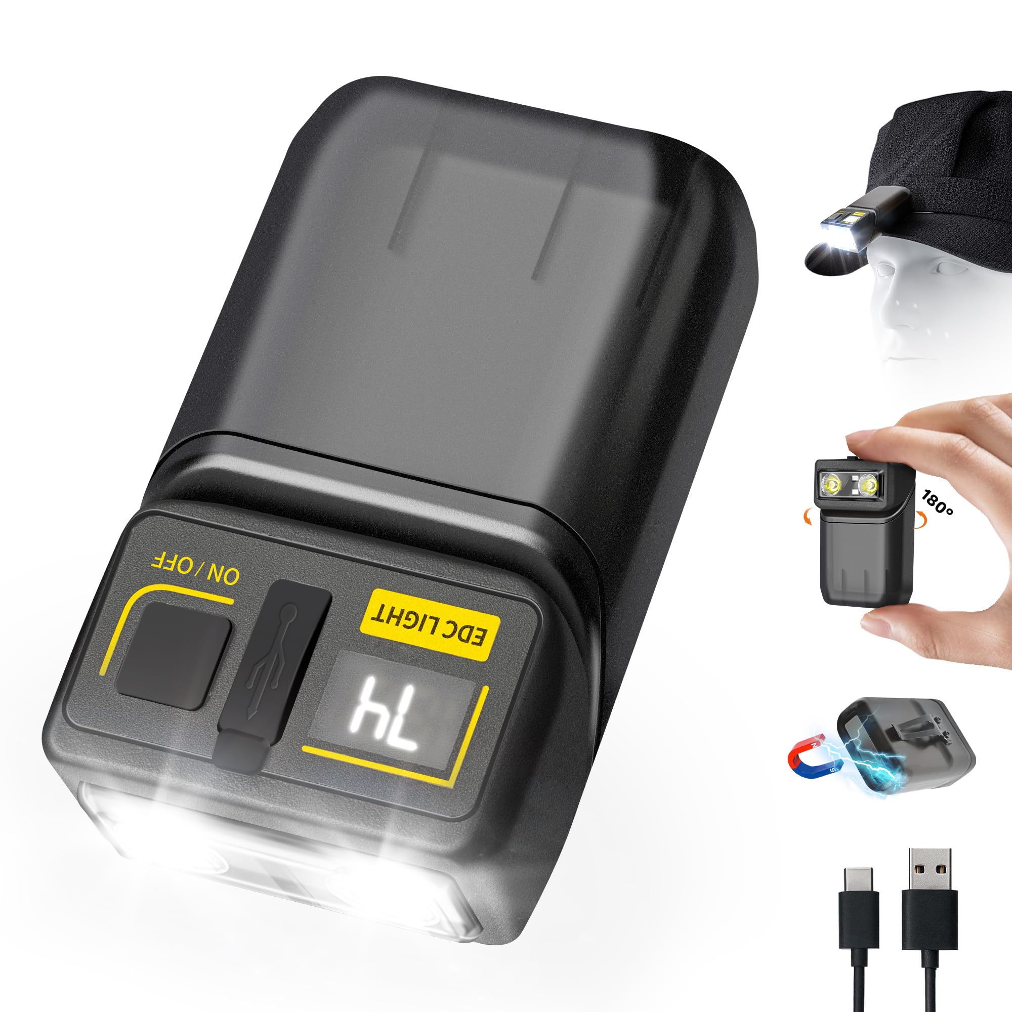 lexall Flashlight, 1200 Lumens EDC Flashlight Rechargeable, 180 Degree ...