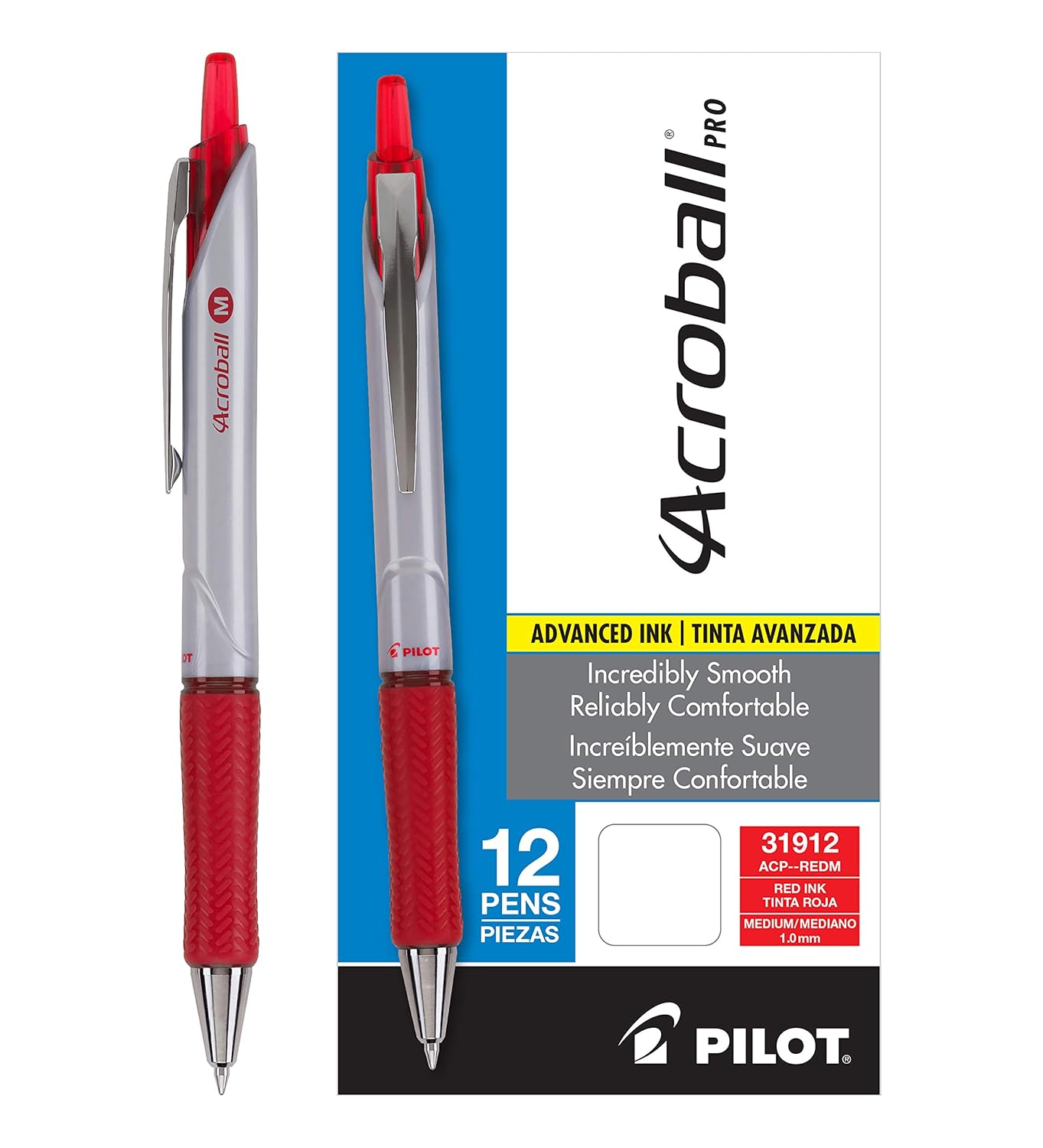 Pilot Acroball Pro Retractable Advanced Ink Ball Point Pens, Medium ...