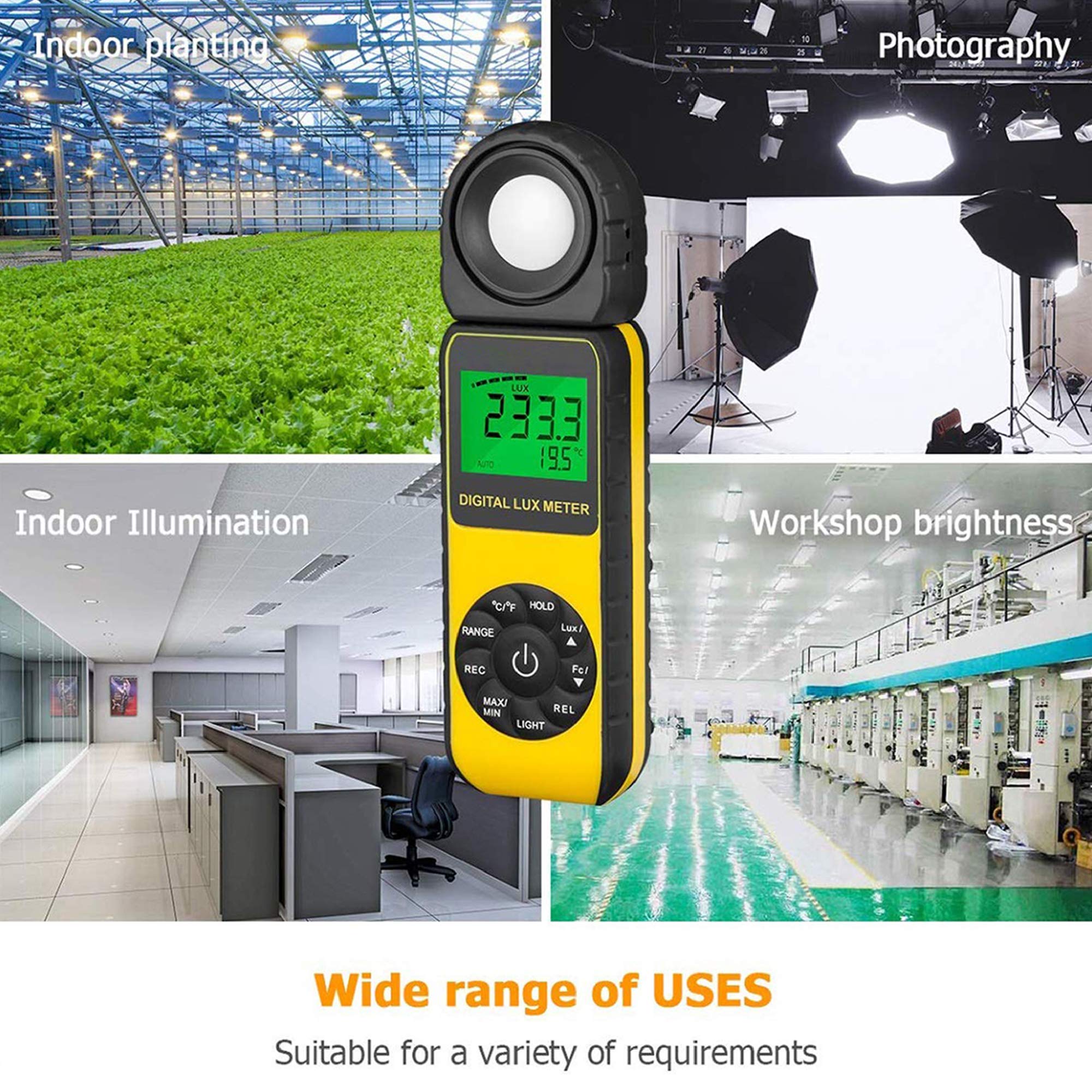 Digital Light Meter, BTMETER Luxmeter 881E Measure Lumen 300,000Lux ...