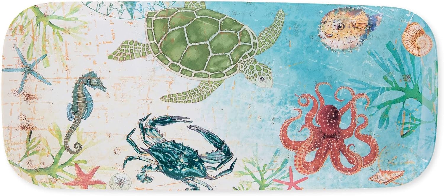 Amazon.com | UPware Sea Life Melamine Serving Tray, 15 x 6.5 Inch ...