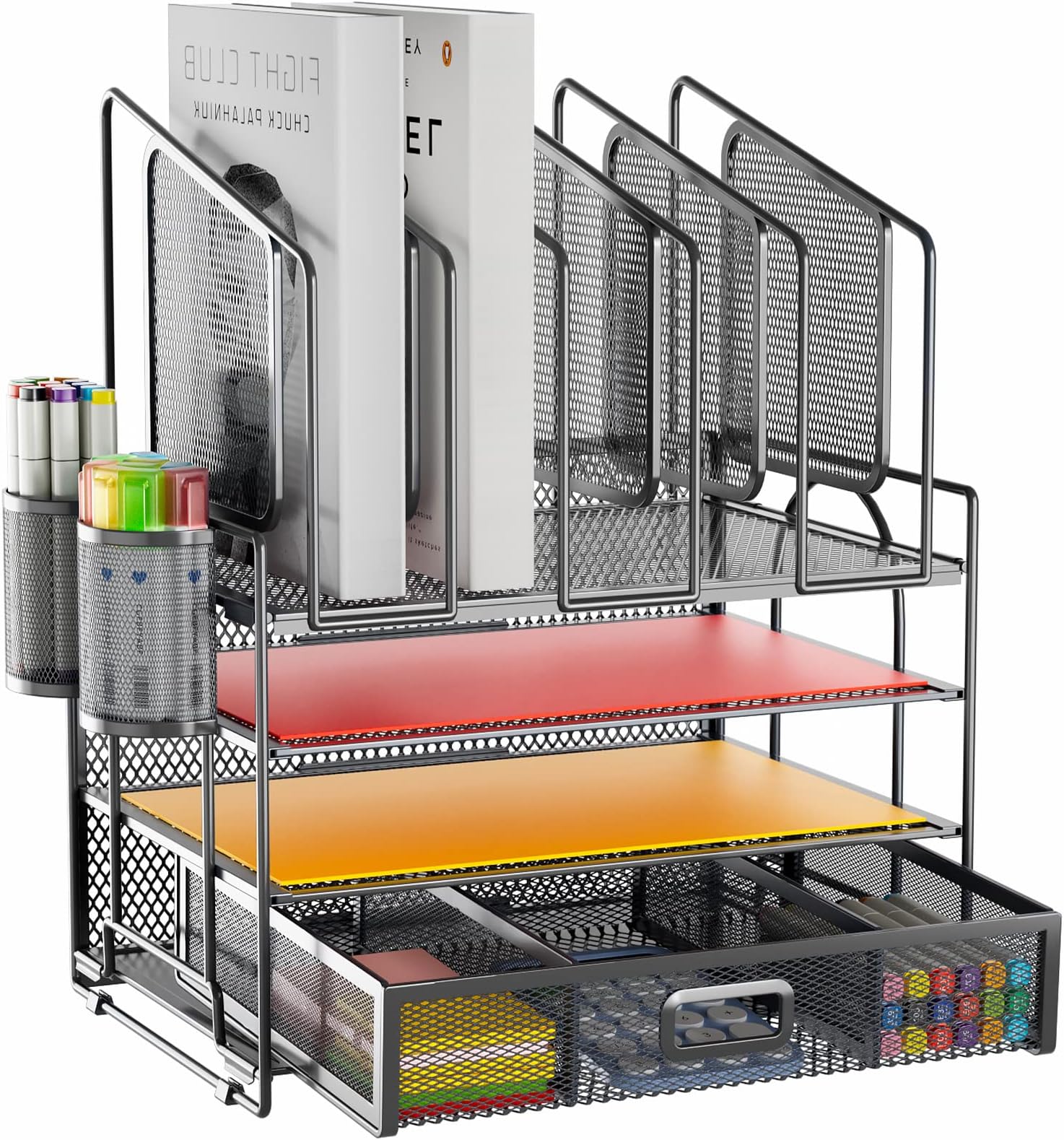 Amazon.com: Simple Trending 5 Tier Mesh Desk File Organizer, Paper ...