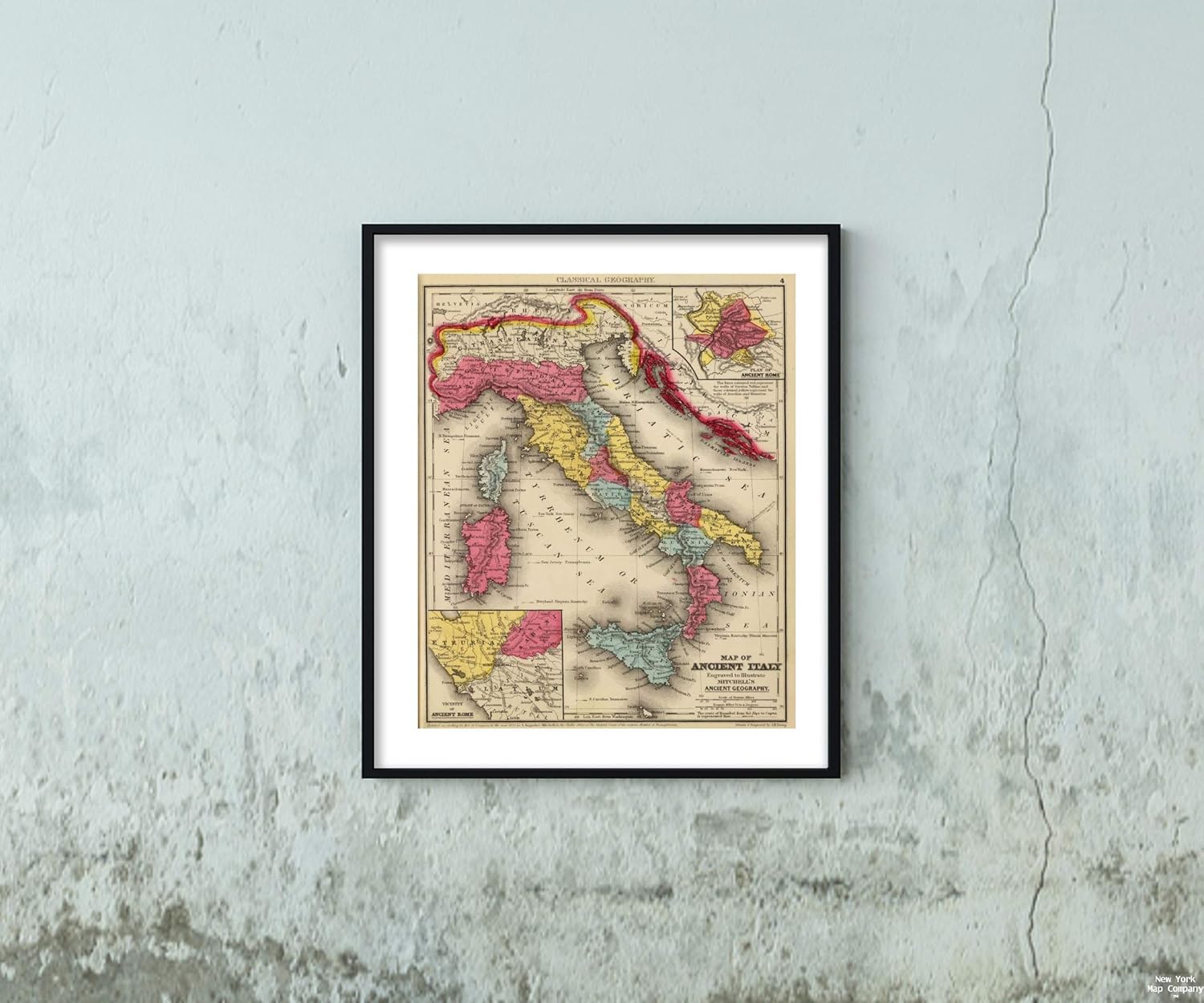 Amazon.com: 1875 Classical Atlas Map|of ancient Italy. Engraved to ...