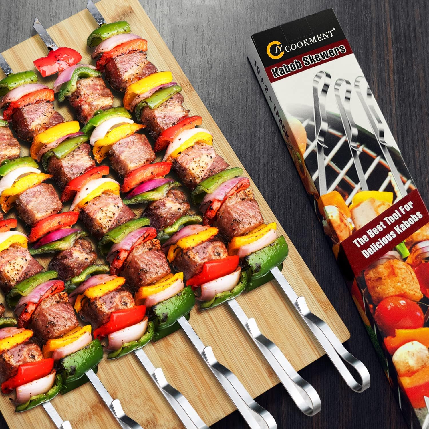 Kabob Pinchos largos de acero inoxidable de 17 pulgadas, pinchos largos ...