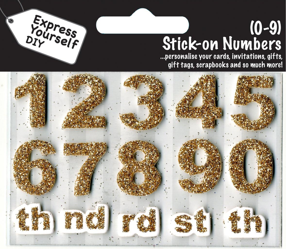 Express Yourself MIP Numbers 0-9 (Gold) Age Topper - Self Adhesive ...