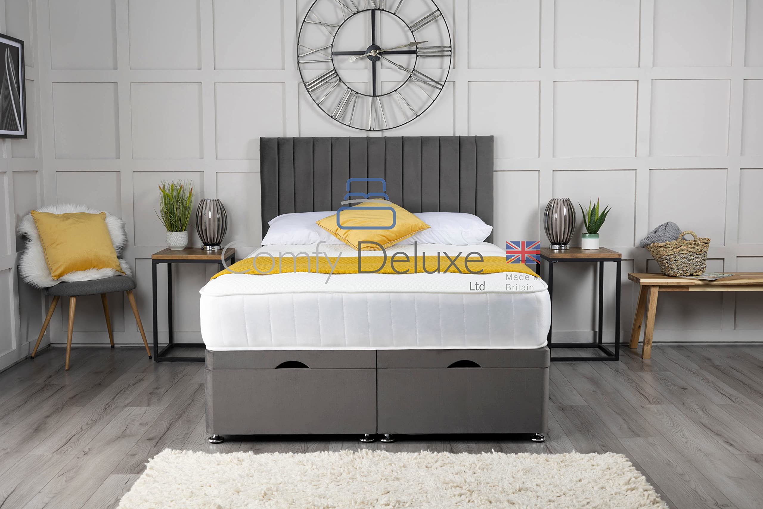 Comfy Deluxe LTD Plush Velvet Ottoman Gas Lift Bed | Foot Lift With ...
