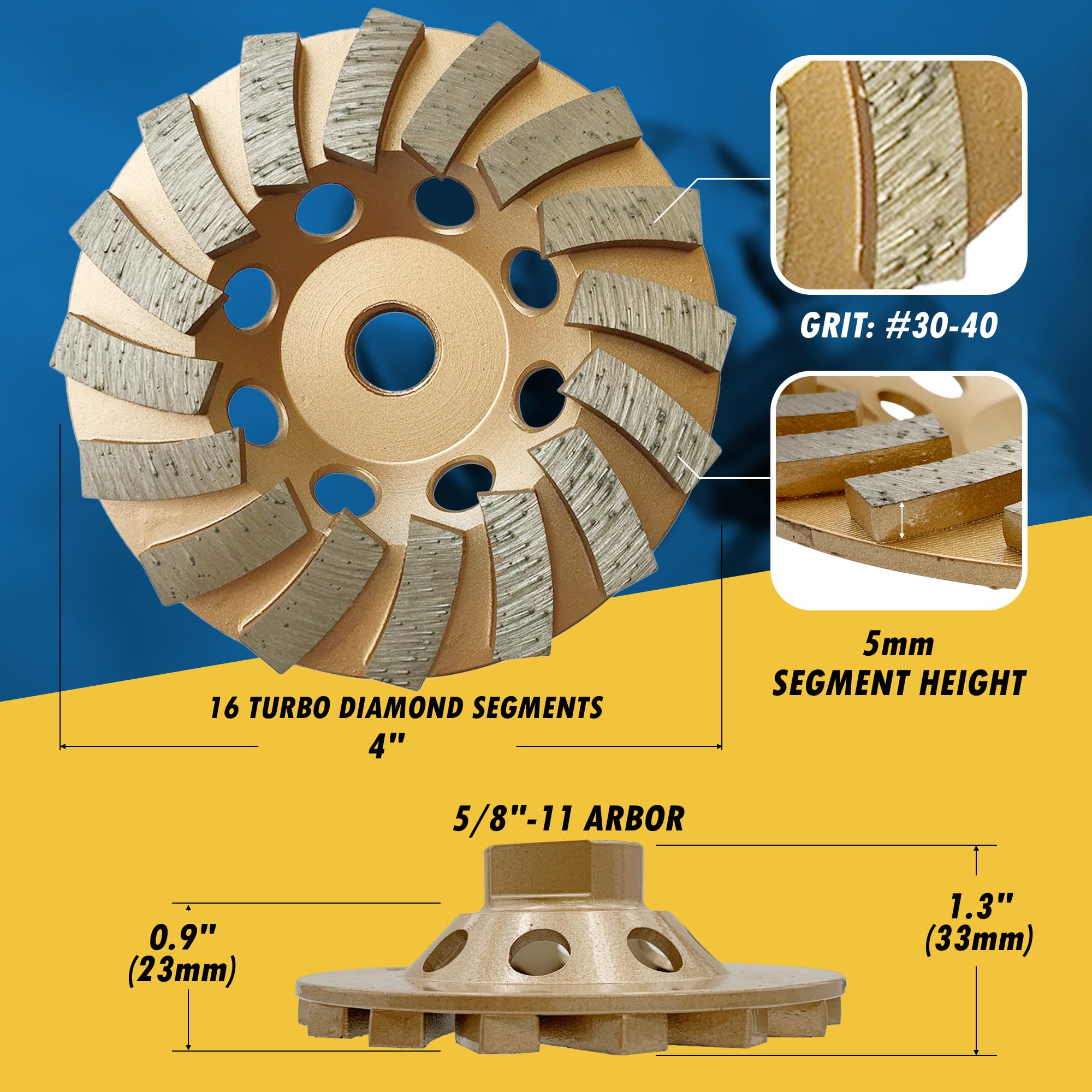 Snapklik.com : 4" Diamond Grinding Wheels For Concrete Or Masonry