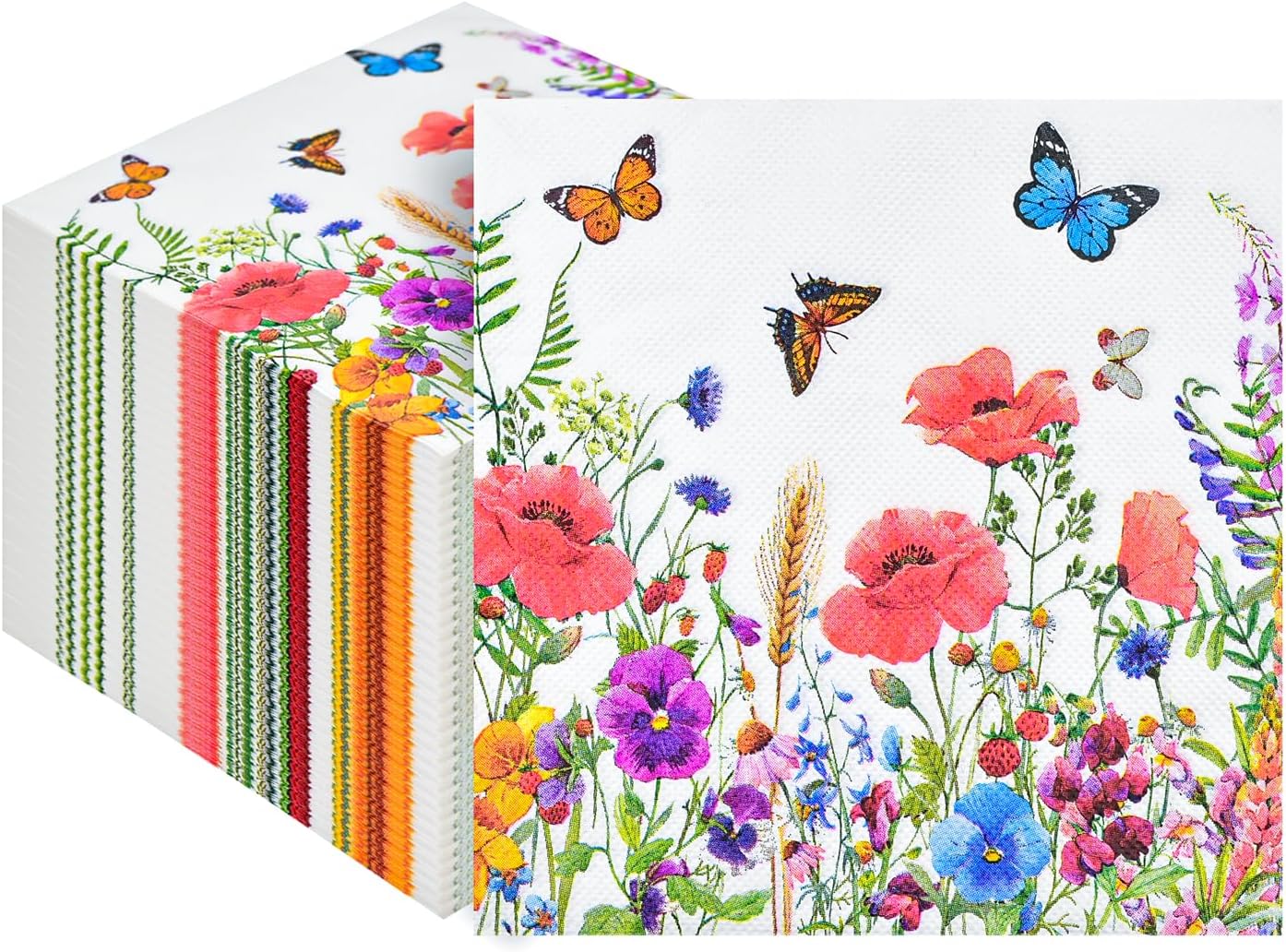 Amazon.com: Floral Baby Shower Disposable Paper Napkins 3-ply Baby Girl ...