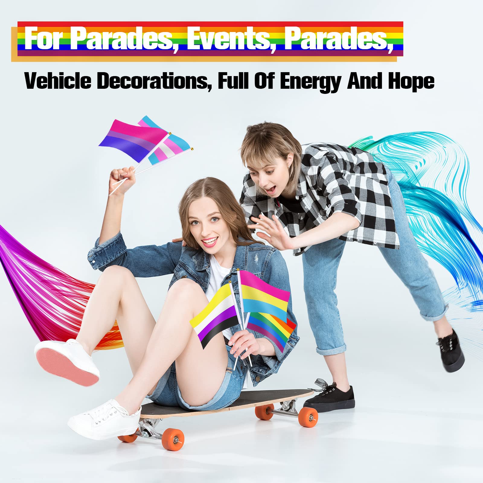 Snapklik.com : 110 Pack Small Pride Flag Rainbow Mini Flags