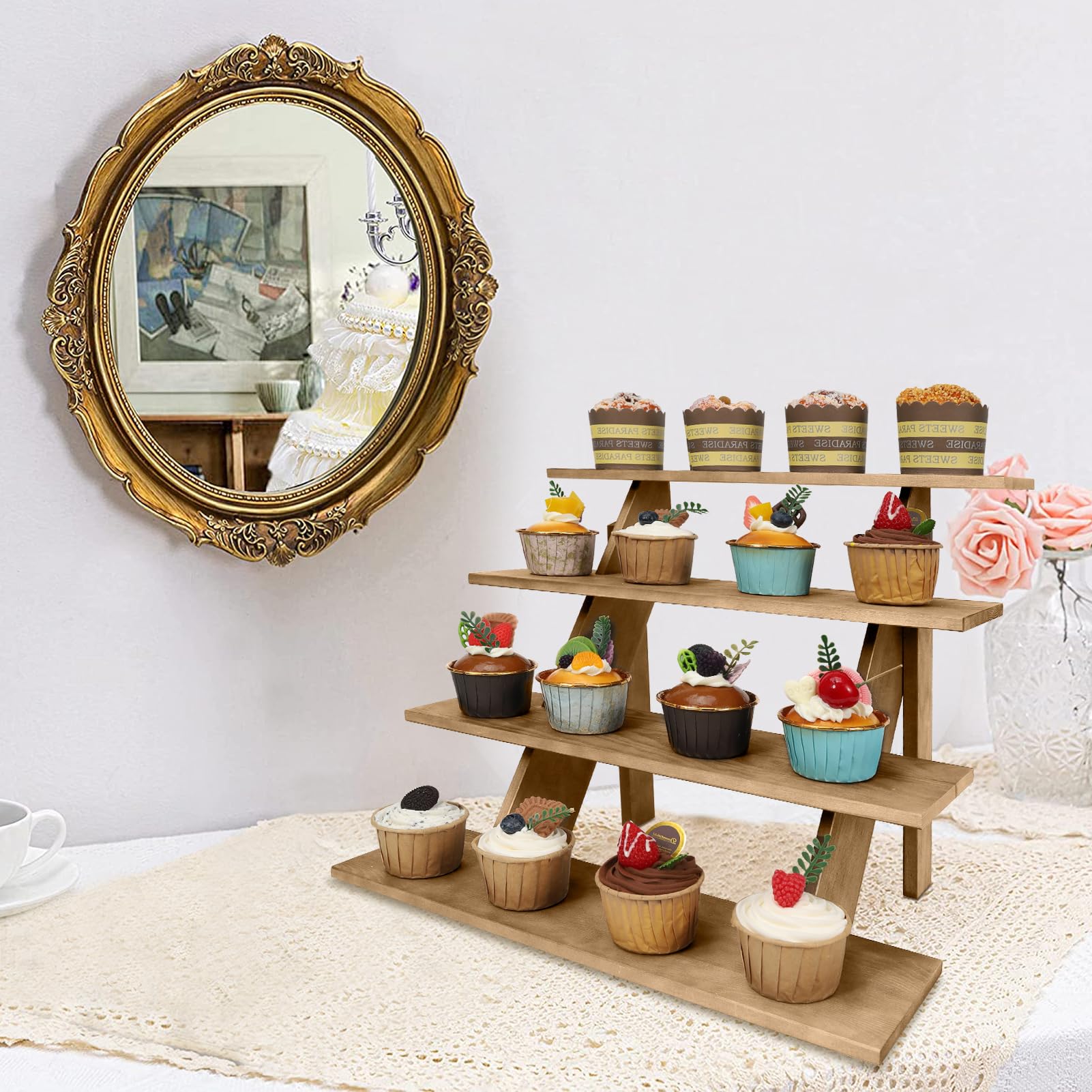 Snapklik.com : ZYP 4 Tier Wood Cupcake Display Stand Tool Free Retail ...