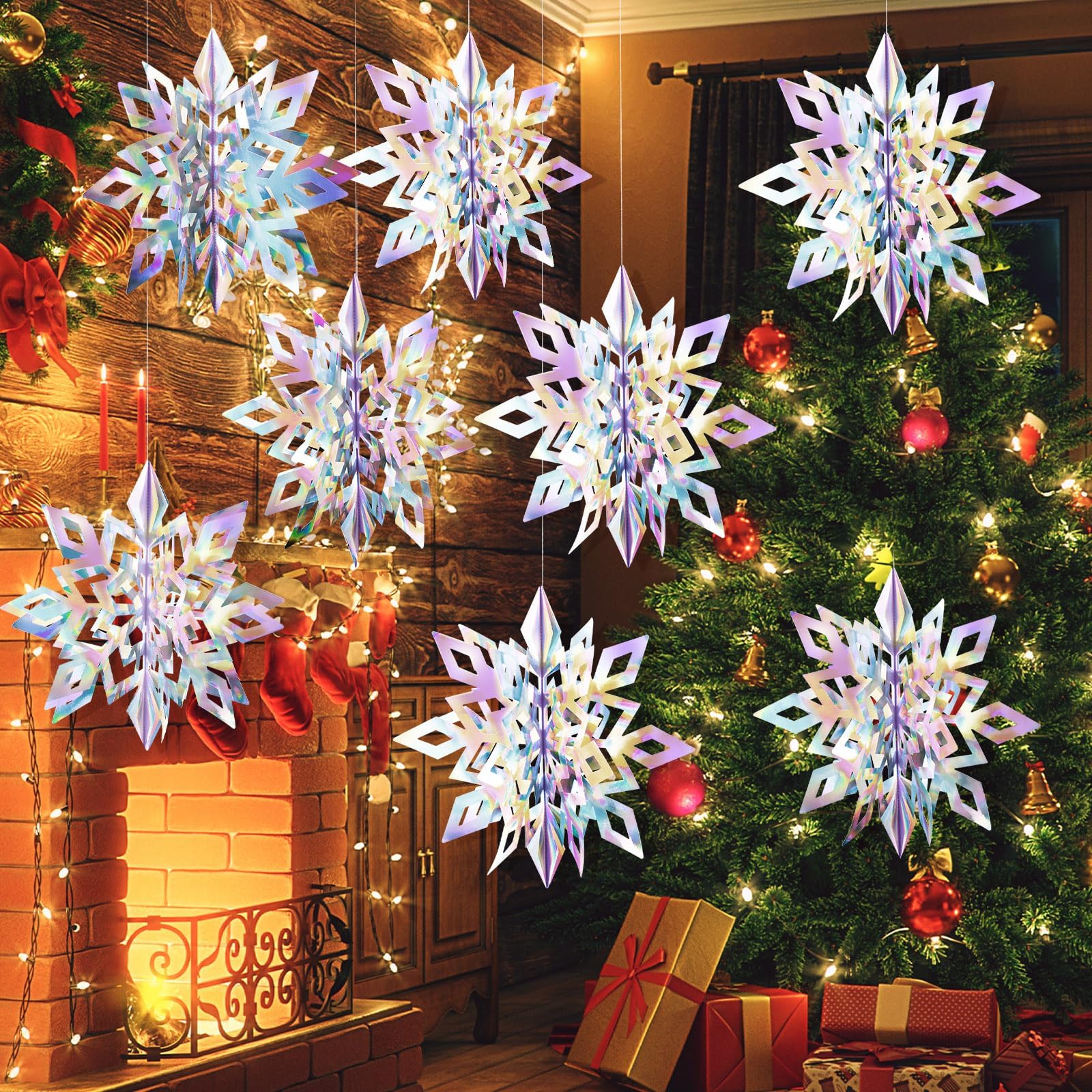Amazon.com: Riceshoot 8 Pcs 12'' Large 3D Paper Snowflake Hanging ...