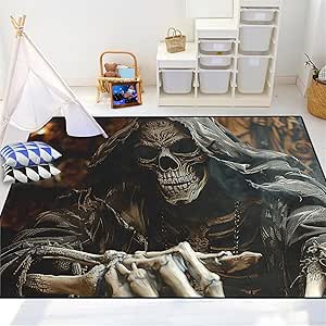 Amazon.com: CDIWIDH Skeleton Area Rug - Skull Rug for Bedroom, Black ...