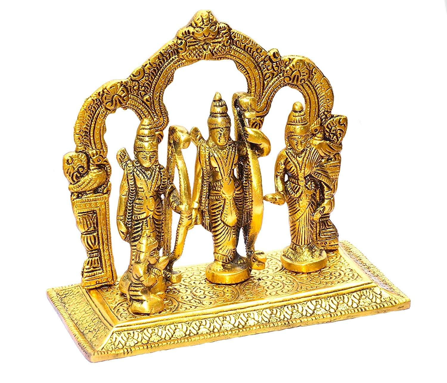 Shri Ram Darbar With Hanuman Ji Brass Idol Golden Standard | Desertcart ...