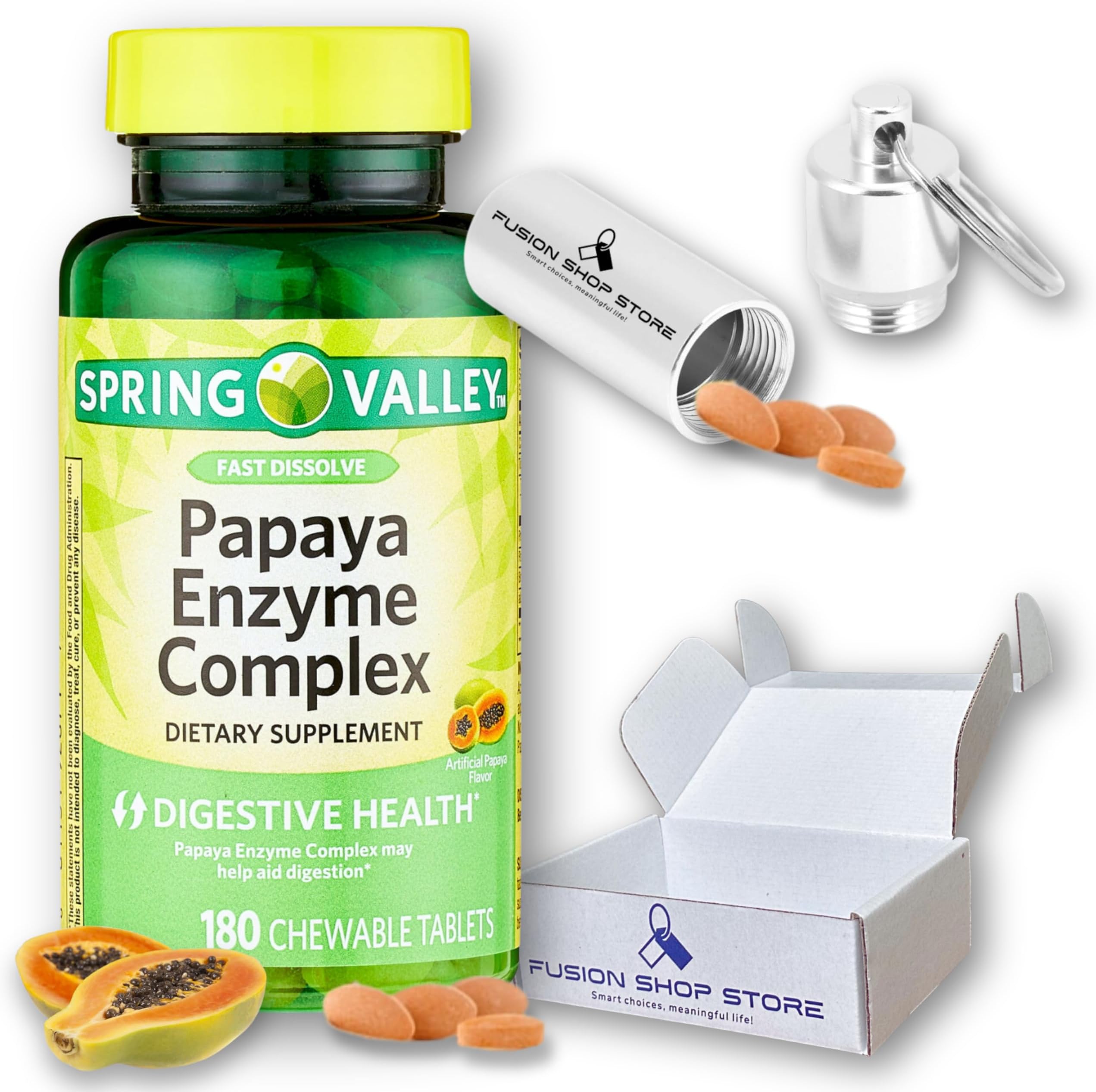 Amazon.com: Spring Valley Papaya Enzymes Chewable- Complex Tablets ...