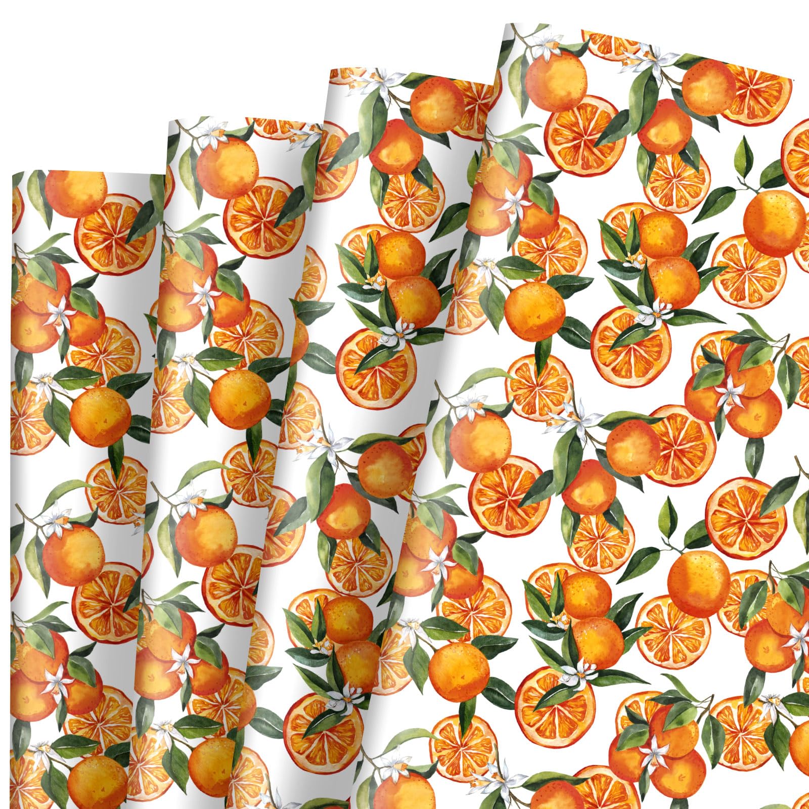 Amazon.com: AnyDesign Orange Wrapping Paper Watercolor Citrus Fruit ...