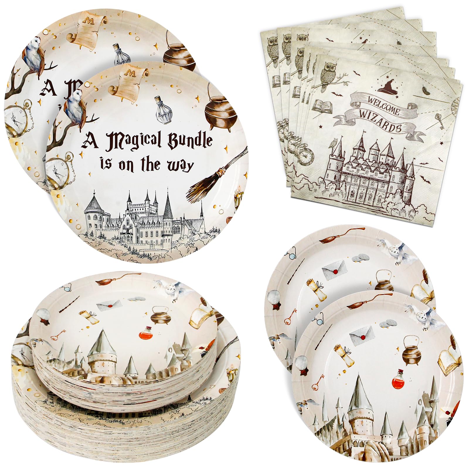 Amazon.com: 180PCS Magical Party Supplies Serve 60,Magical Wizard Party ...