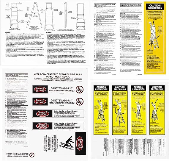Amazon.com: Ladder Safety Stickers for Werner LFS100 Fiberglass ...