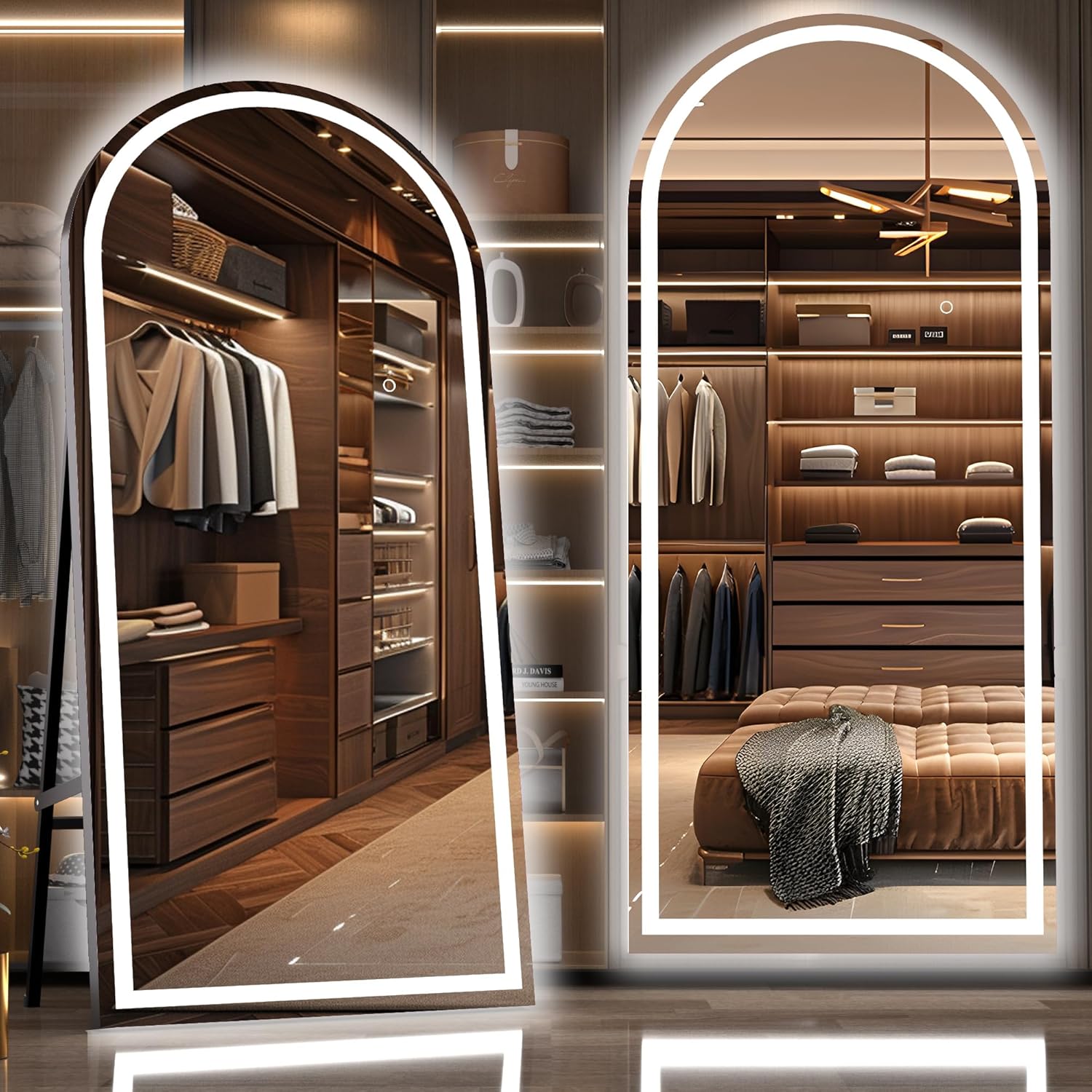 Amazon.com: Hasipu 83" X 36" Full Length Mirror with Lights, Black ...