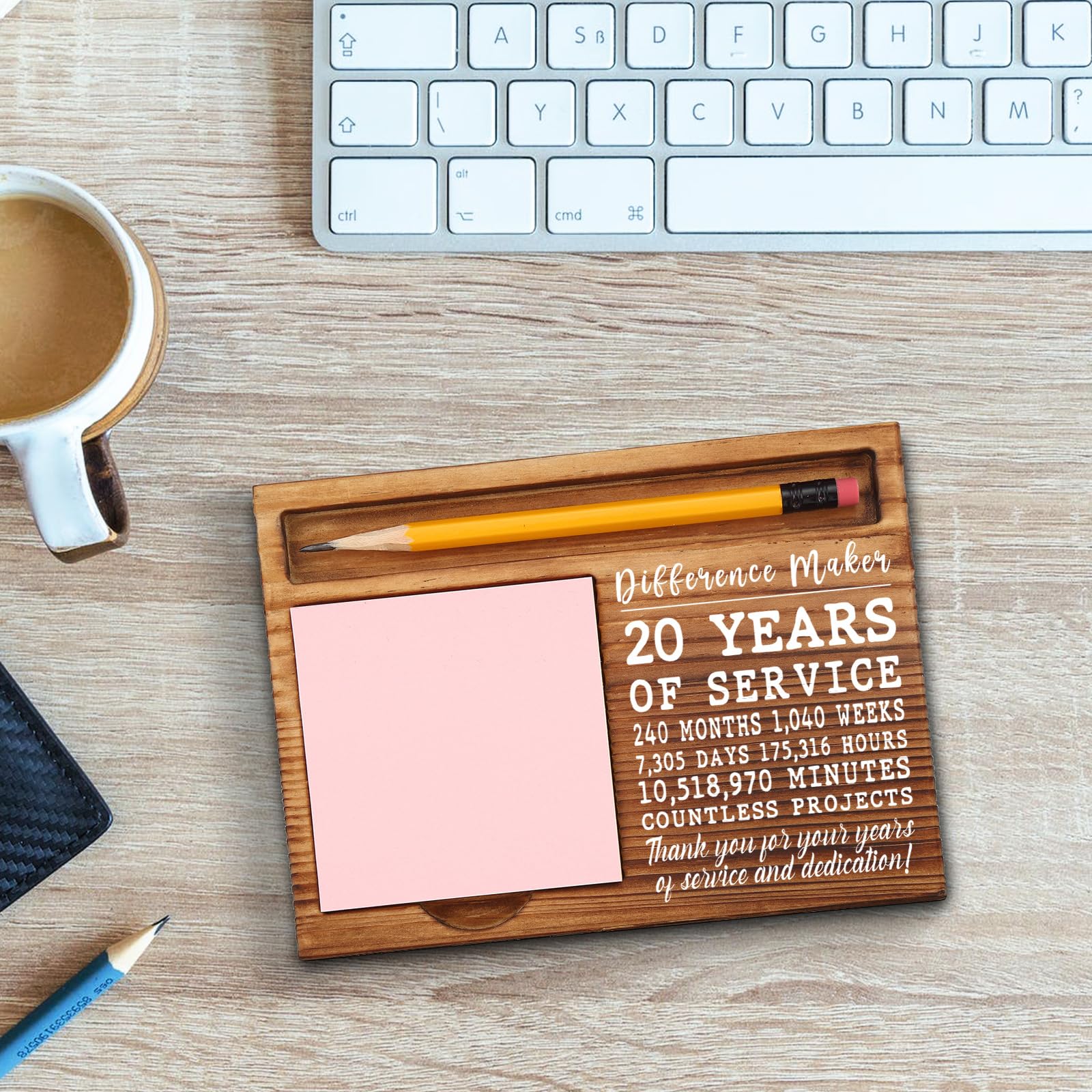 Gift Ideas 20th Work Anniversary Sticky Note Holder - Personalized Desk ...