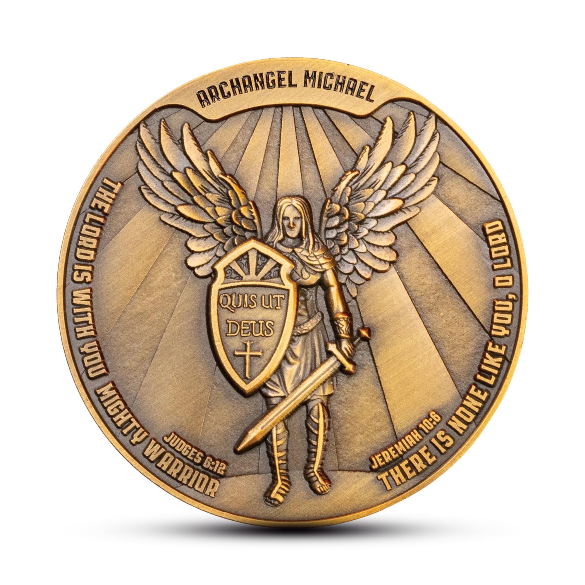 Amazon.com: Archangel Saint Michael Challenge Coin, Quis Ut Deus - 1.75 ...
