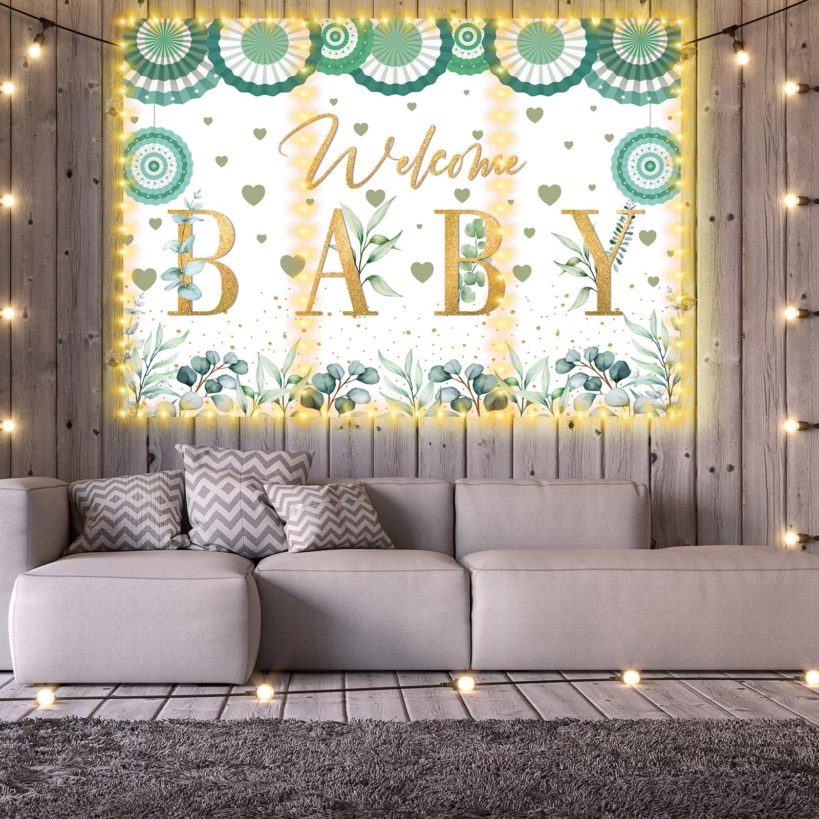 Snapklik.com : 7 X 5ft LED Welcome Baby Baby Shower Backdrop Lighted ...
