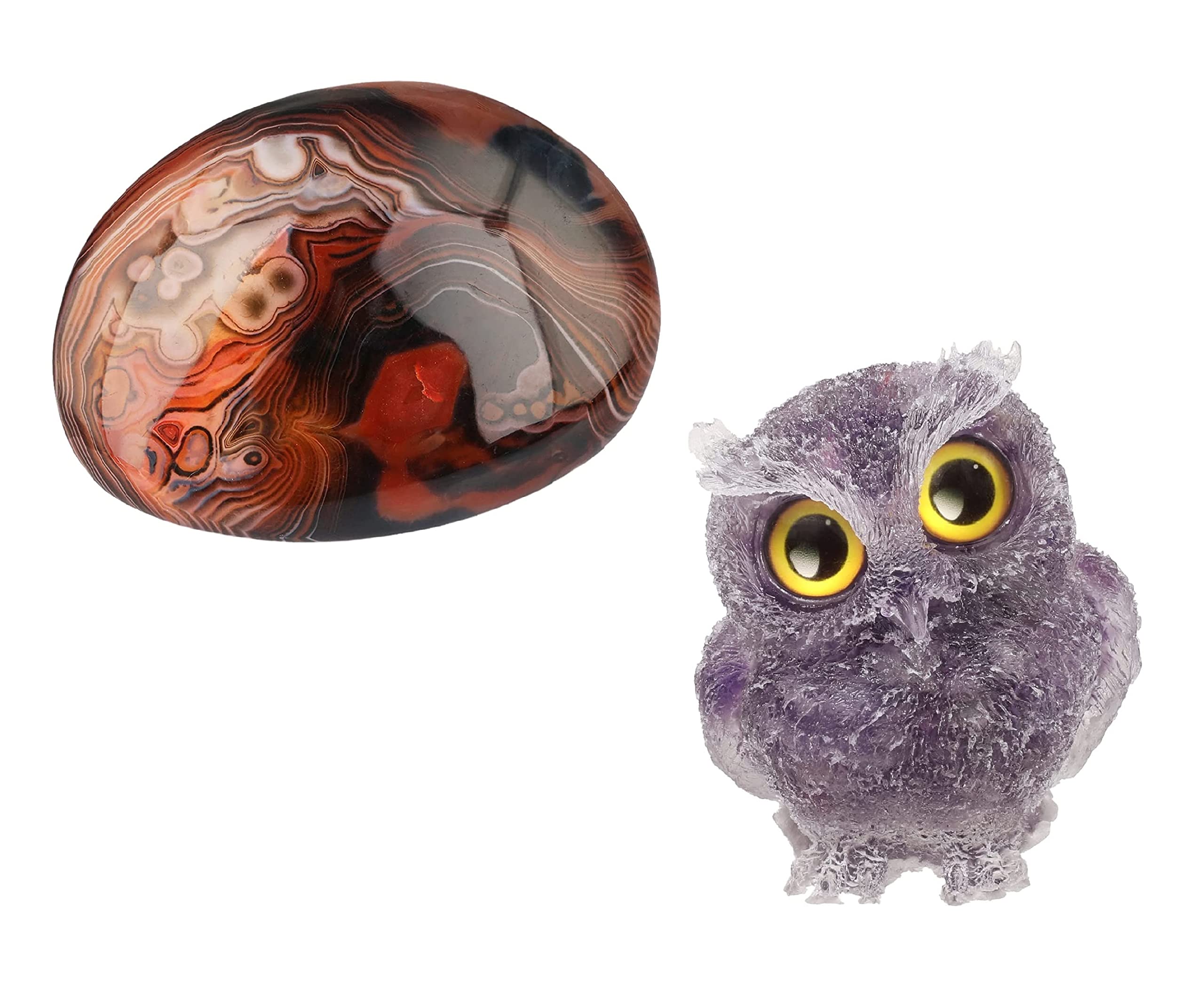 Amazon.com: rockcloud Irregular Polished Banded Agate Palm Stones Worry ...