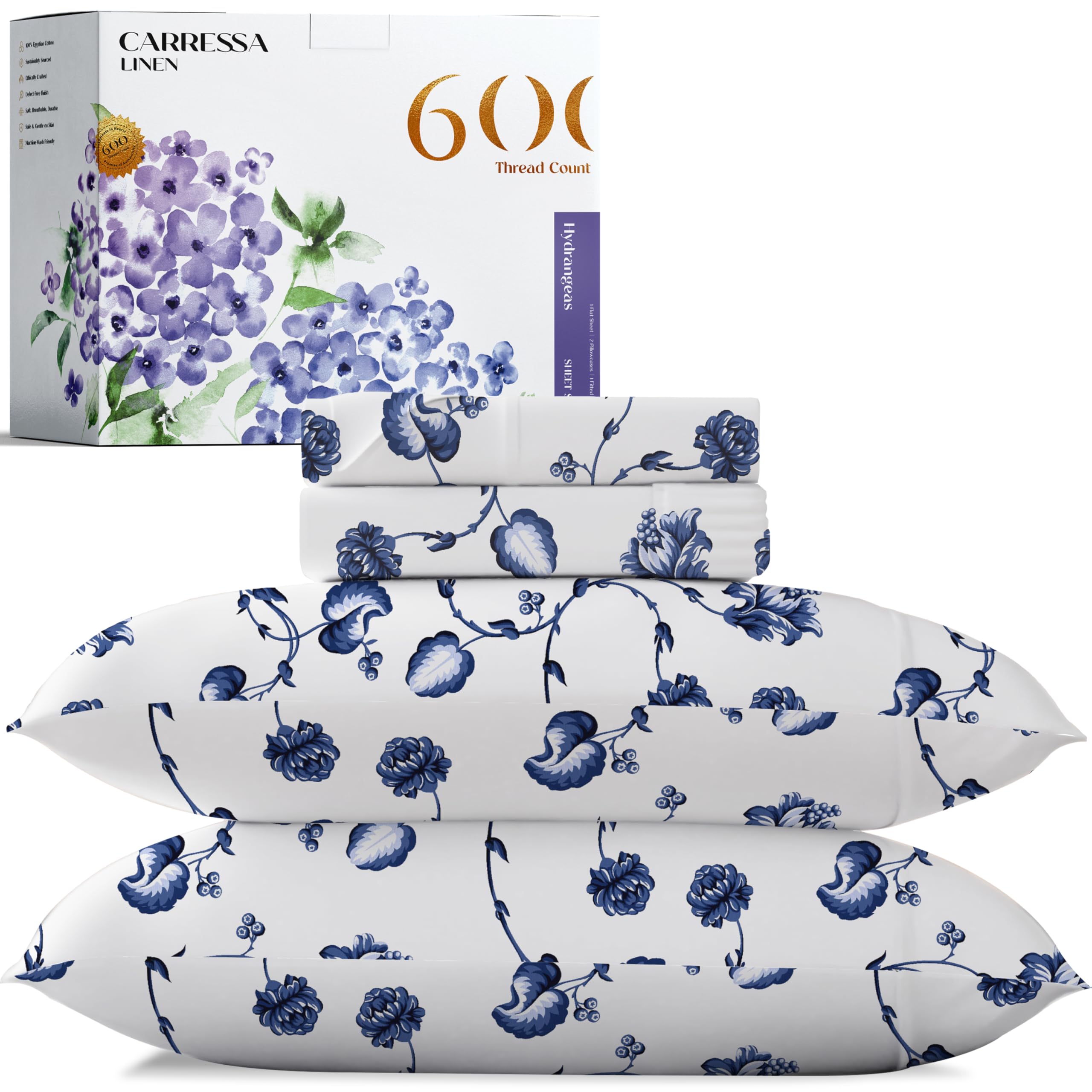 Amazon.com: Carressa Linen Luxury Egyptian Cotton King Printed Sheet ...