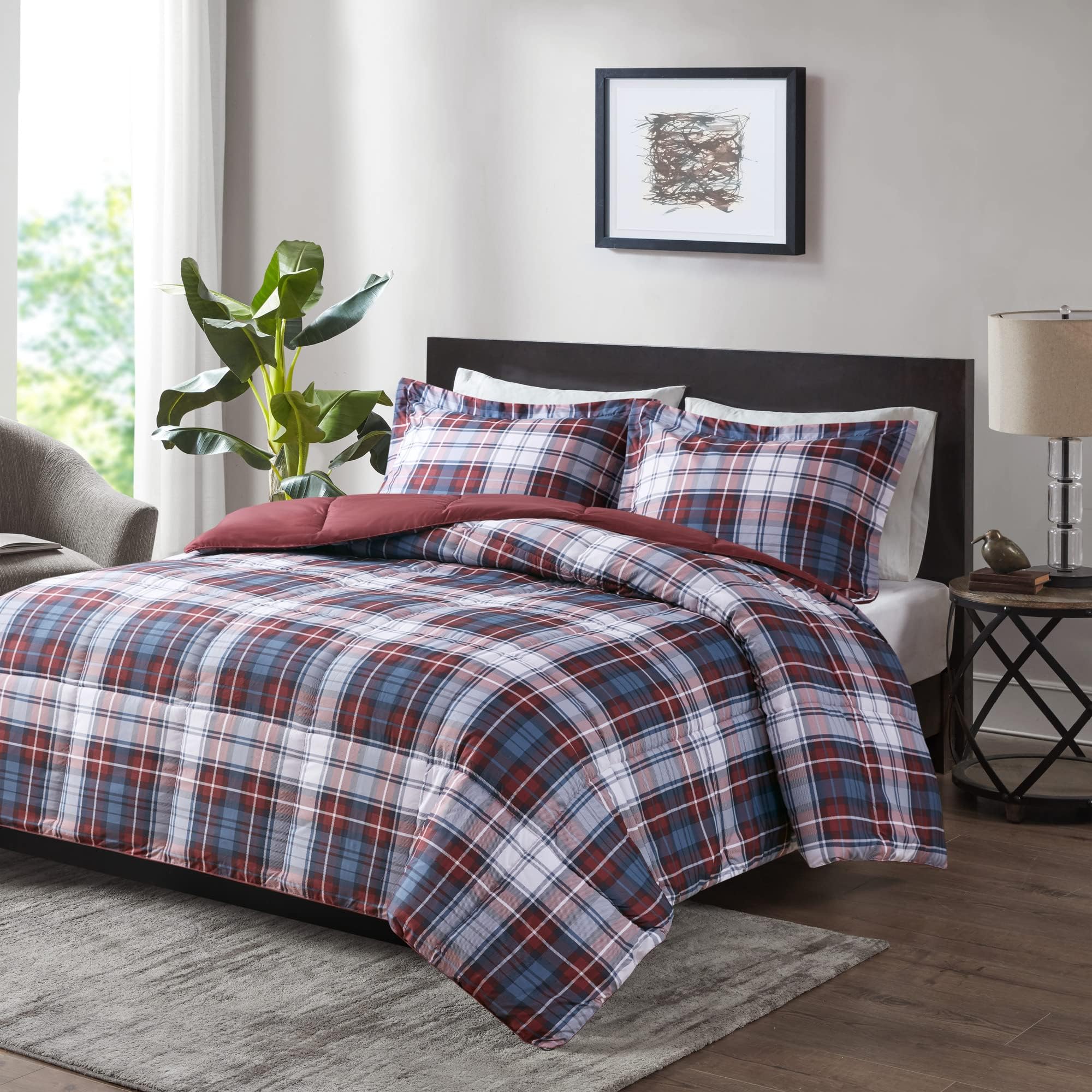 Amazon.com: Levtex Home - Spencer Plaid Comforter Set - King Comforter ...