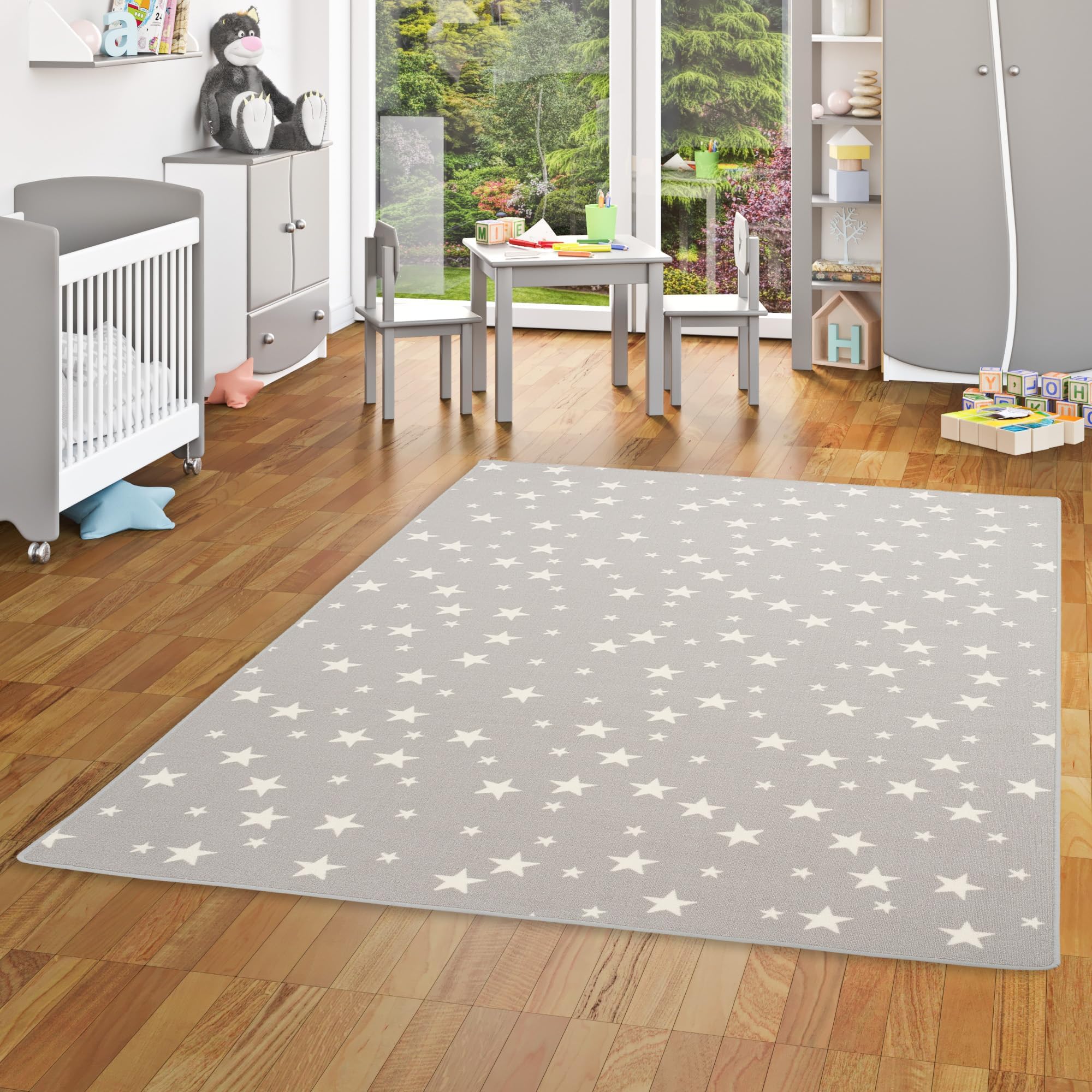 Paco Home Moderner Kurzflor Kinderteppich Sternendesign Kinderzimmer ...