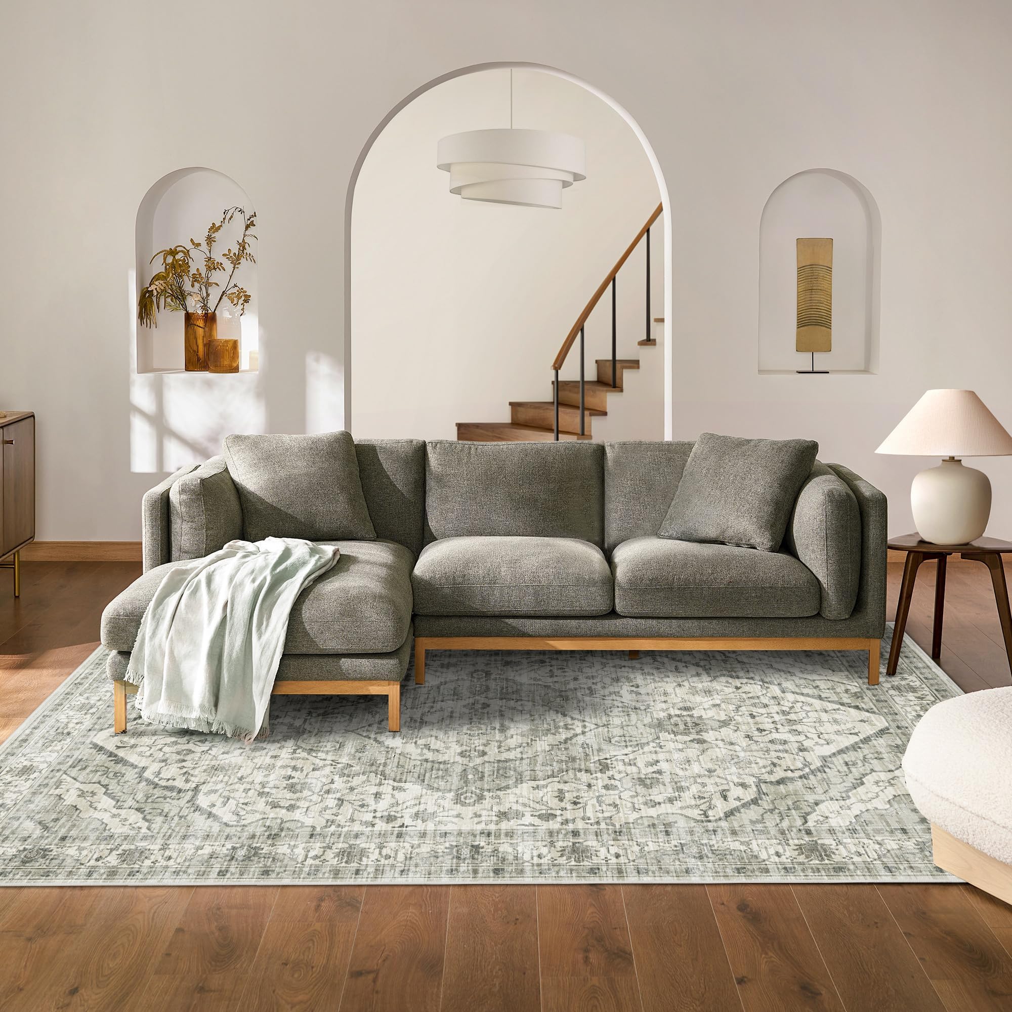 Amazon.com: Art&Tuft Washable Rug, Anti-Slip Backing Abstract 4x6 Rug ...