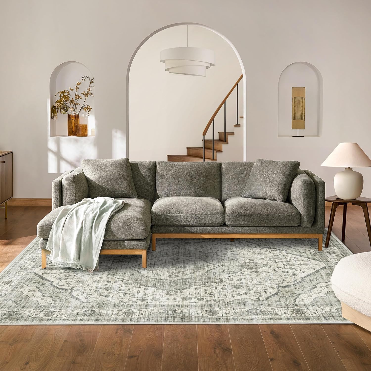 Area Rug 4x6 Living Room Rugs-Deerly Vintage Floral Medallion Boho ...