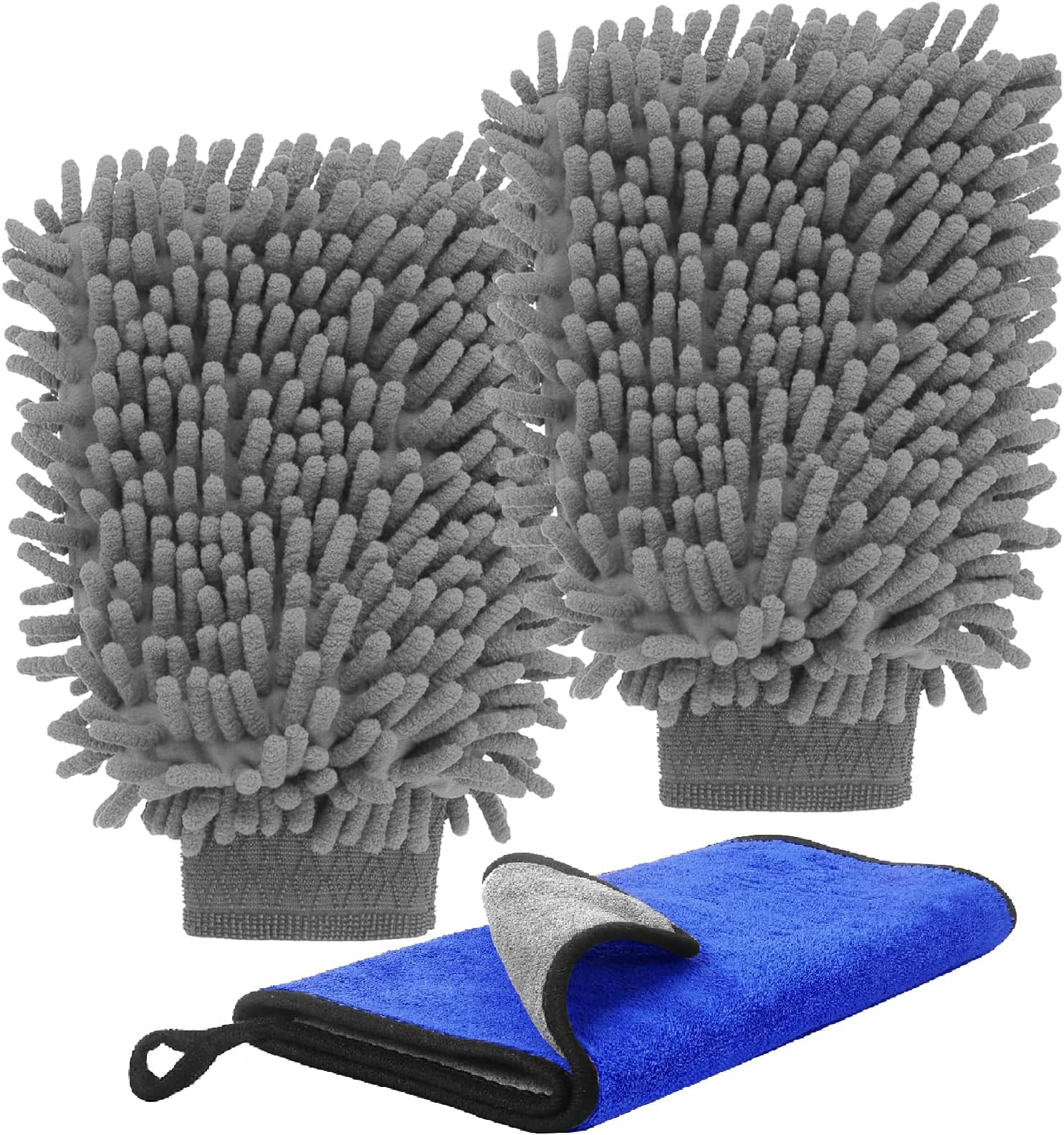 TsunNee 6PCS Chenille Car Wash Mitt, Double Sided Microfiber Car ...