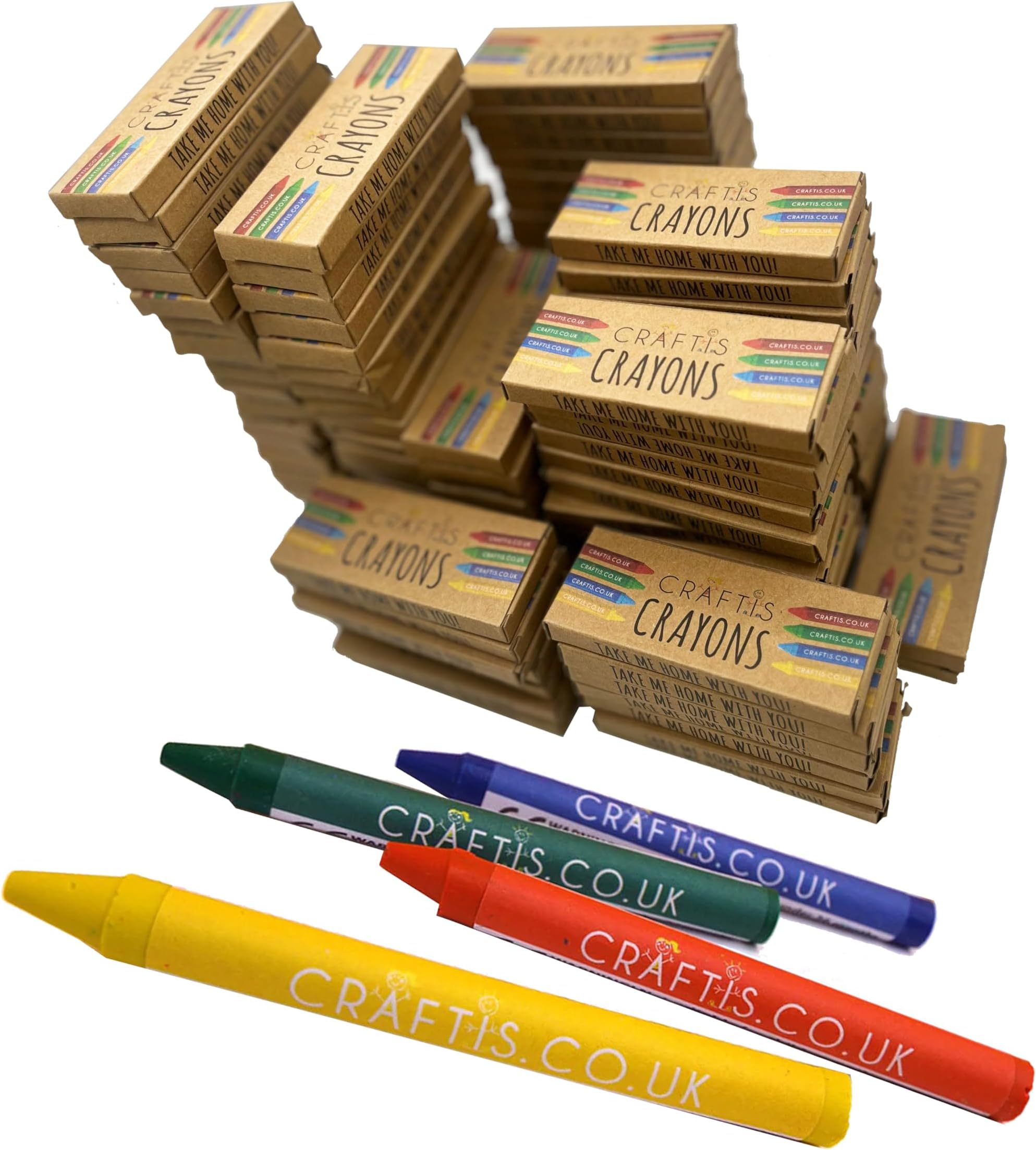 THE TWIDDLERS - 144 Boxes of Mixed Coloured Wax Crayons - 4 Crayons Per ...