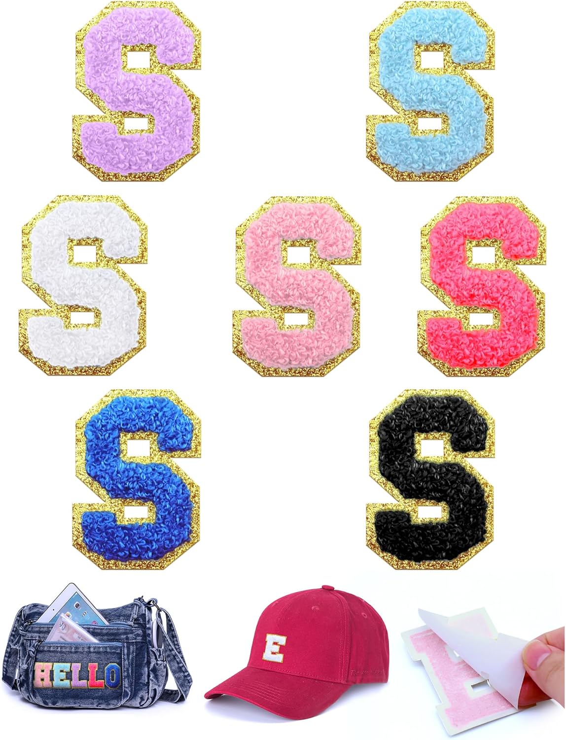 Amazon.com: WNSIRVY 7 Pcs Chenille Letter Patches Self Adhesive Iron On ...