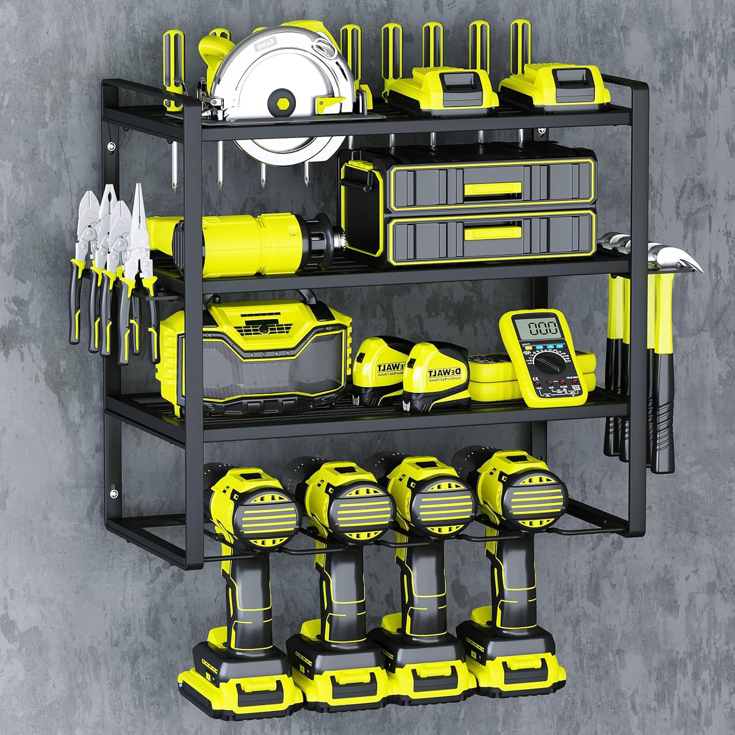 Amazon.com: KAFAHOM Power Tool Organizer,4 Layer Drill Holders Wall ...