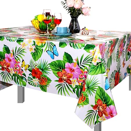 Amazon.com: 2 Pieces Hawaiian Luau Table Cloth Tropical Tablecloth ...