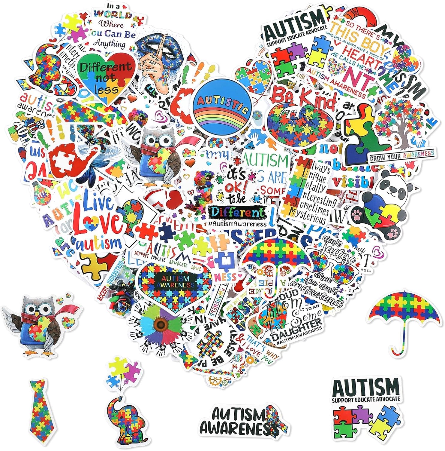 Amazon.com: Watersay 300 Pcs Autism Awareness Stickers Autism Decals ...