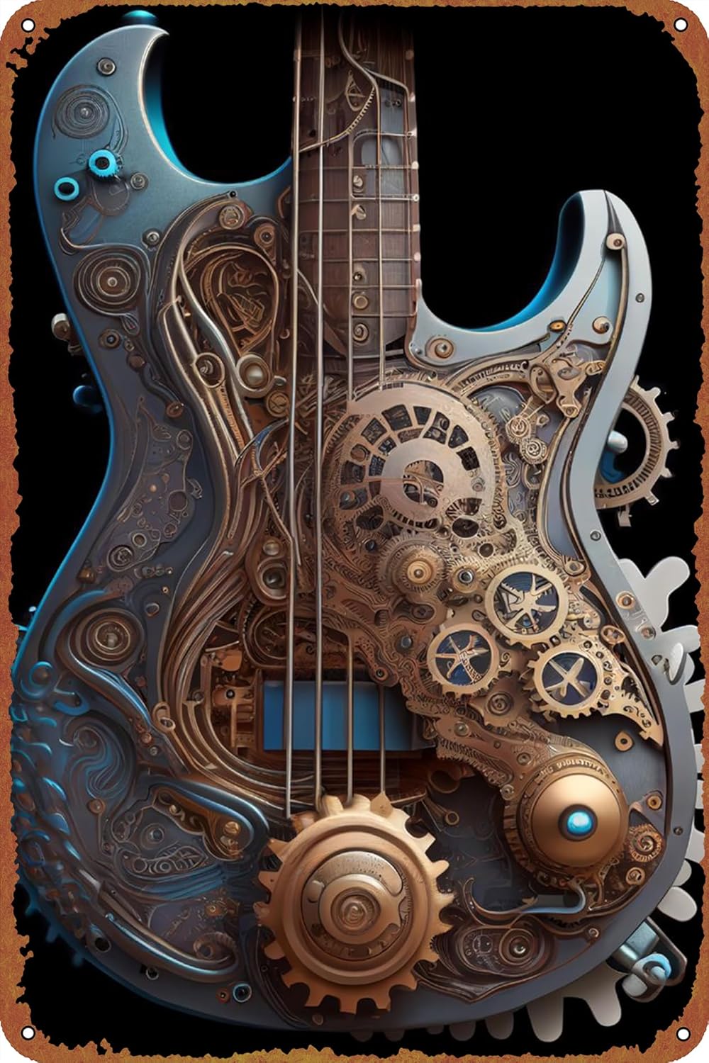 Amazon.com: KIVYYB Bass guitar Poster Metal Plaque Tin Sign,Vintage ...