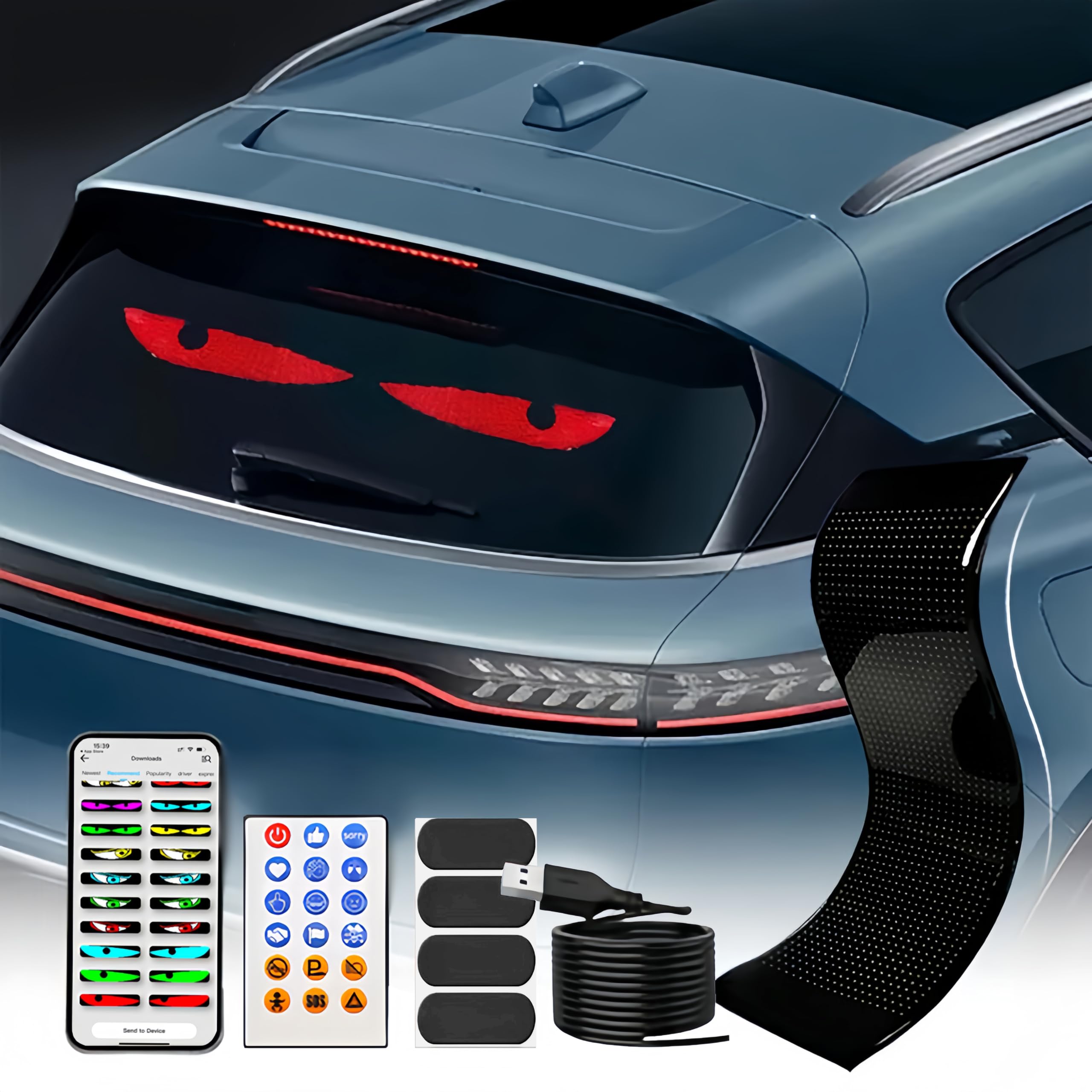 Amazon.com: Dynamic Big Devil Eyes Light for Cars, （4.5 in×20 in ...