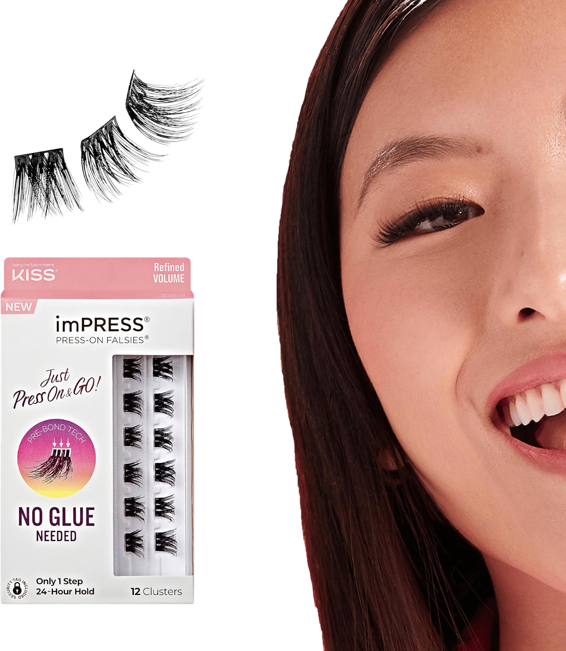 Amazon.com: KISS imPRESS False Eyelashes, Lash Clusters, Falsies ...
