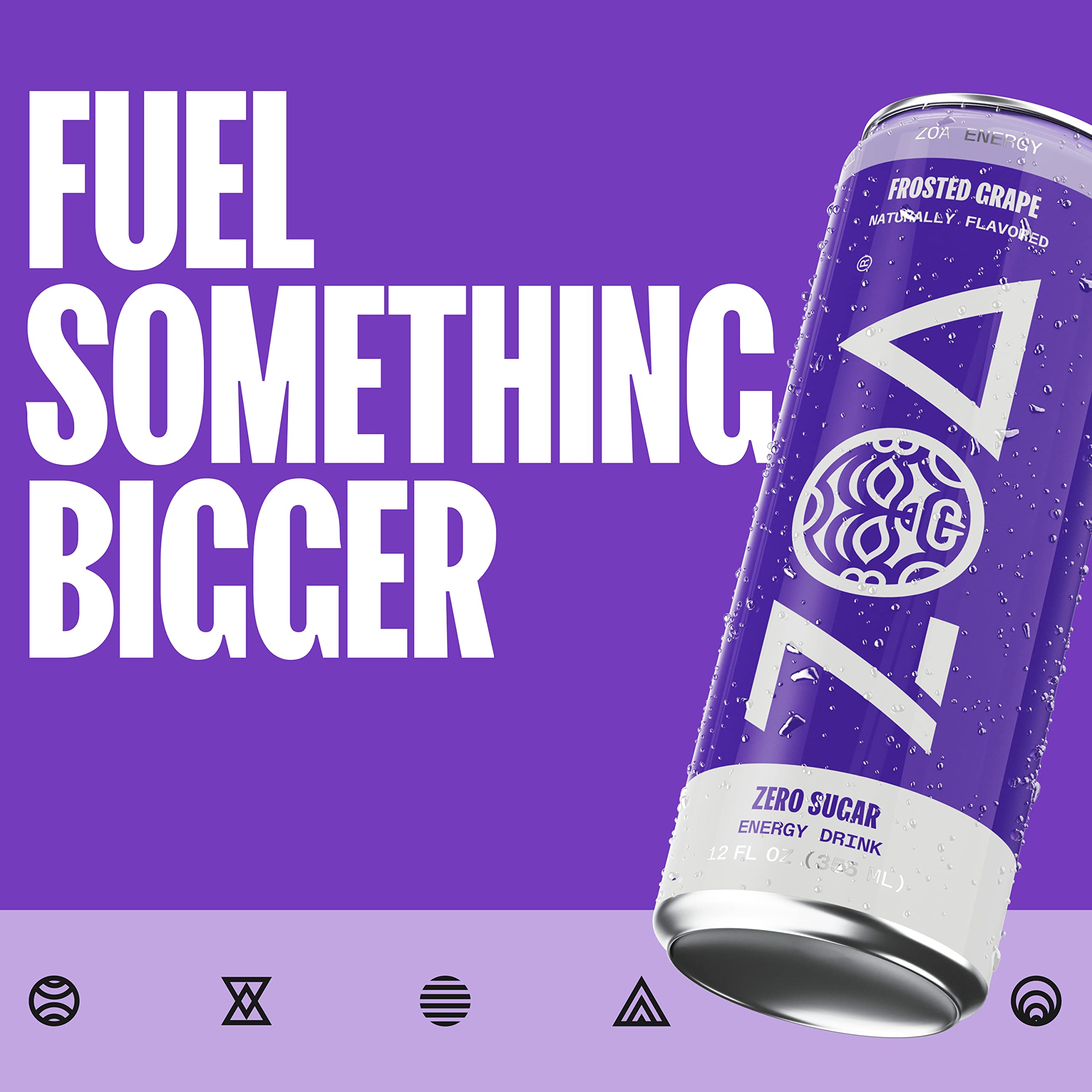 Snapklik.com : ZOA Zero Sugar Energy Drinks, Frosted Grape - Sugar Free