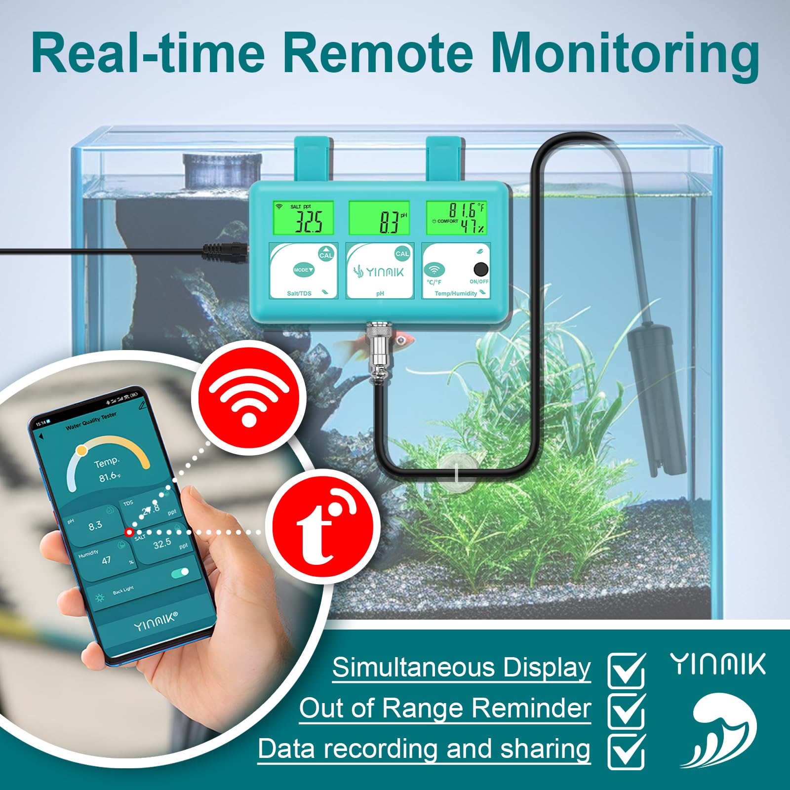 Snapklik.com : Aquarium pH Salinity Monitor, Smart pH Salt Meter ...