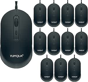 Amazon.com: YUMQUA M104 Bulk Wired Computer Mouse 12 Pack, Silent ...