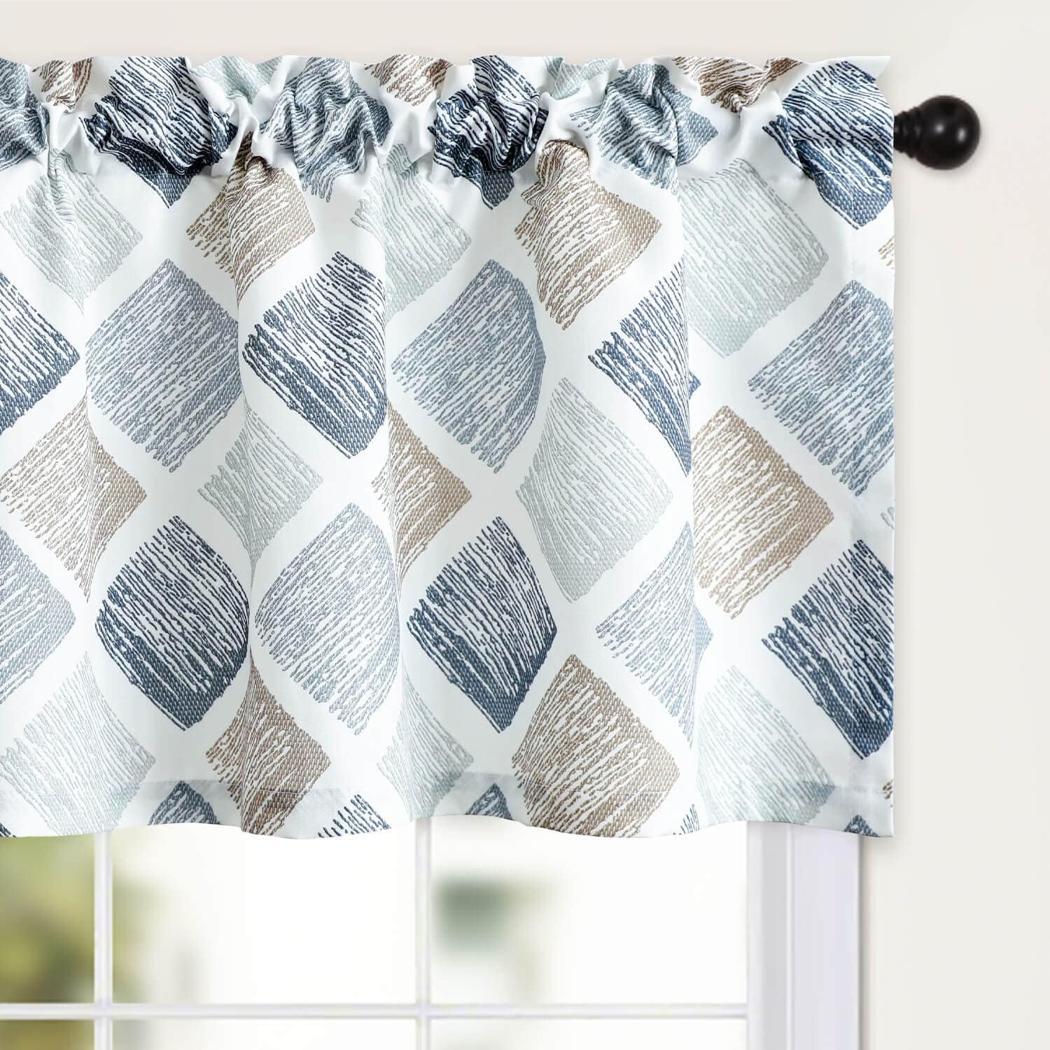 Amazon.com: VOGOL Colorful Square Pattern Valance, Linen Textured Check ...