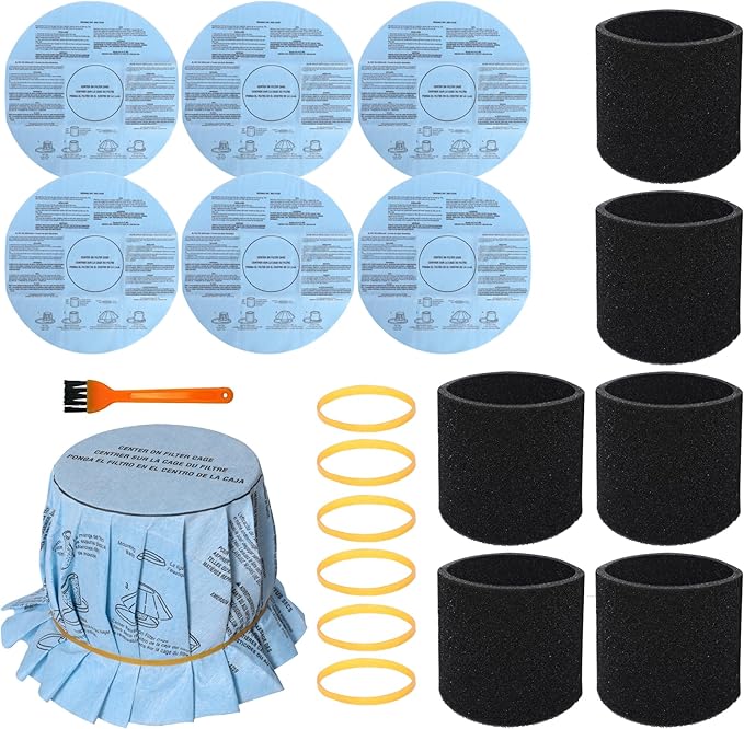 Amazon.com: Vizava 19 Pcs Reusable Vacuum Filter Kit for 5-Gallon+ Wet ...