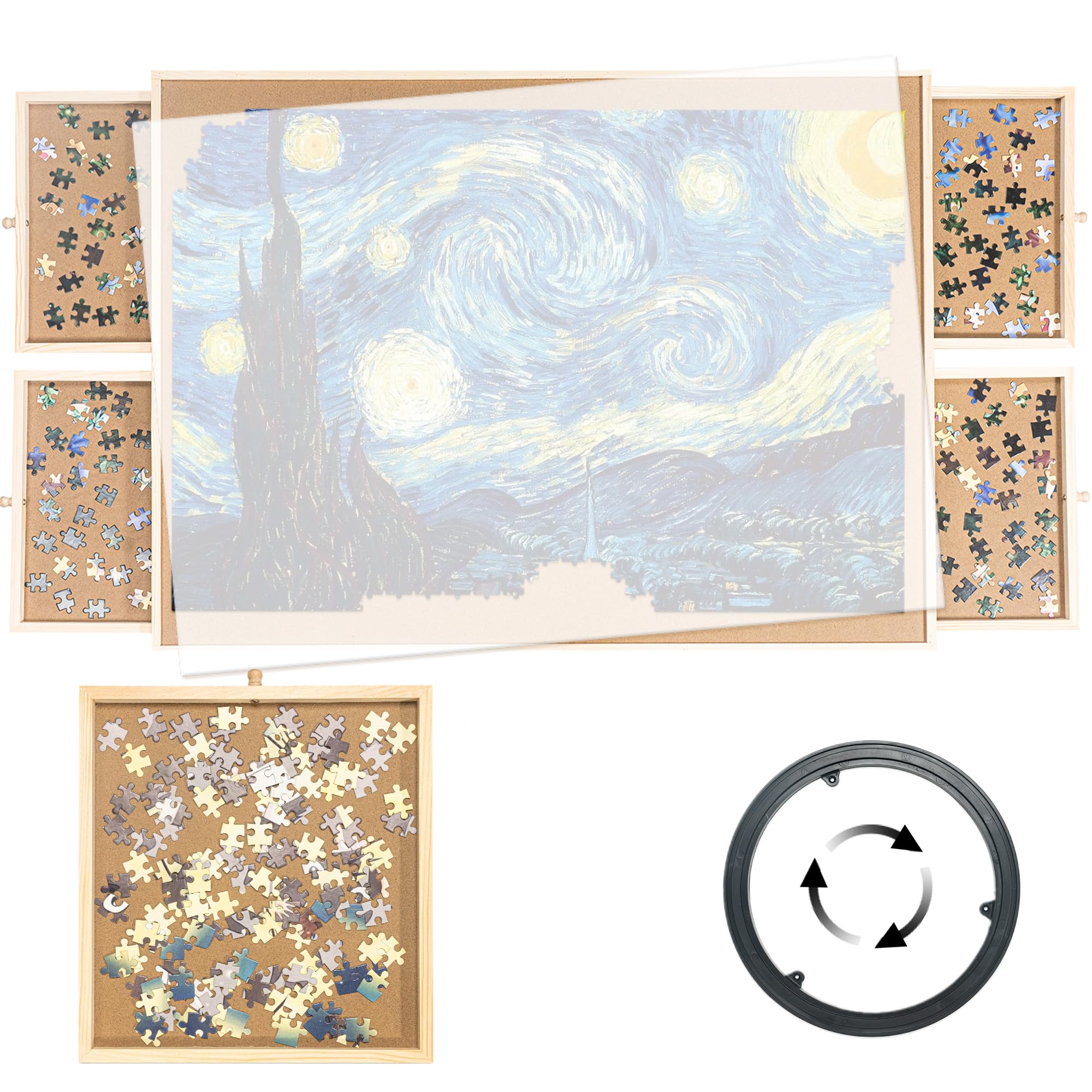 1000 Piece Rotating Puzzle Board With Drawers And Cover Portable ...