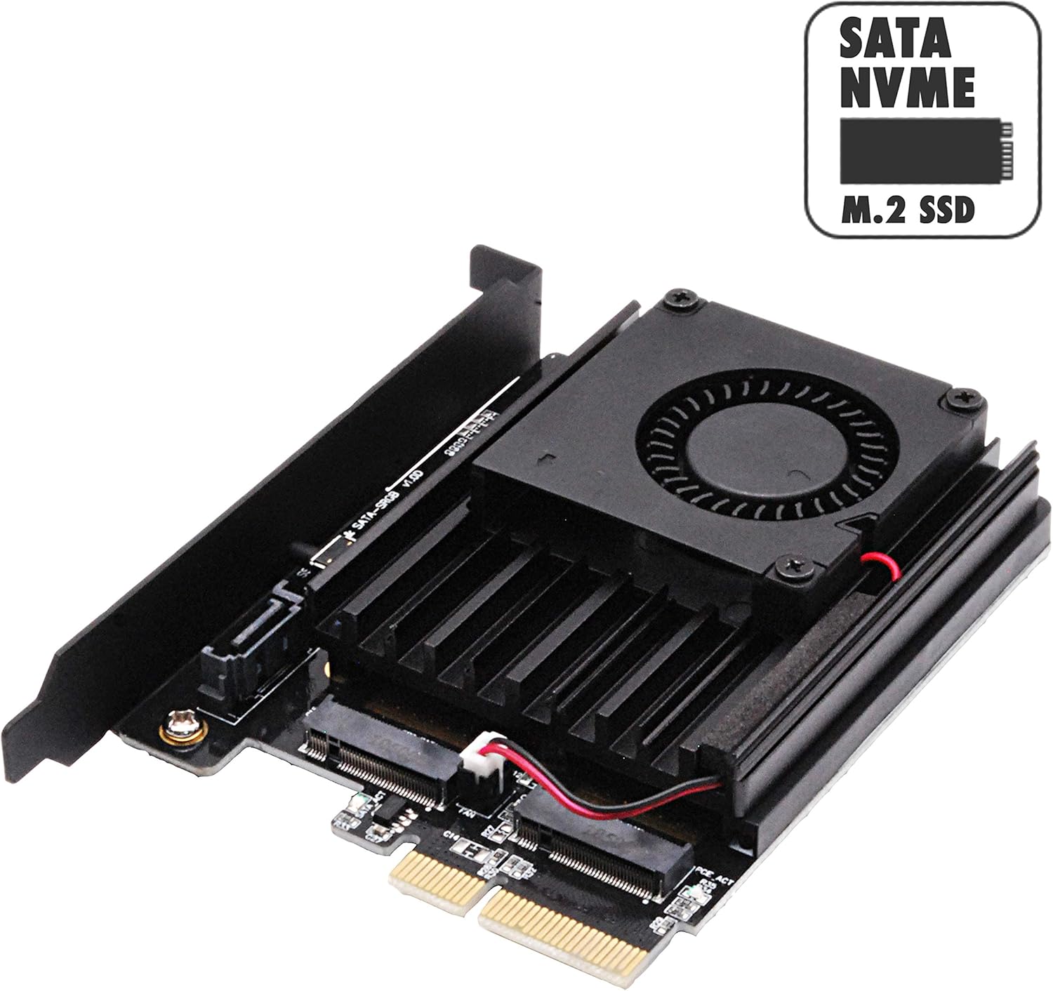 EZDIY-FAB Dual M.2 Adapter with Heatsink and Fan Cooling System, M.2 PCIe NVMe and PCIe AHCI SSD ...
