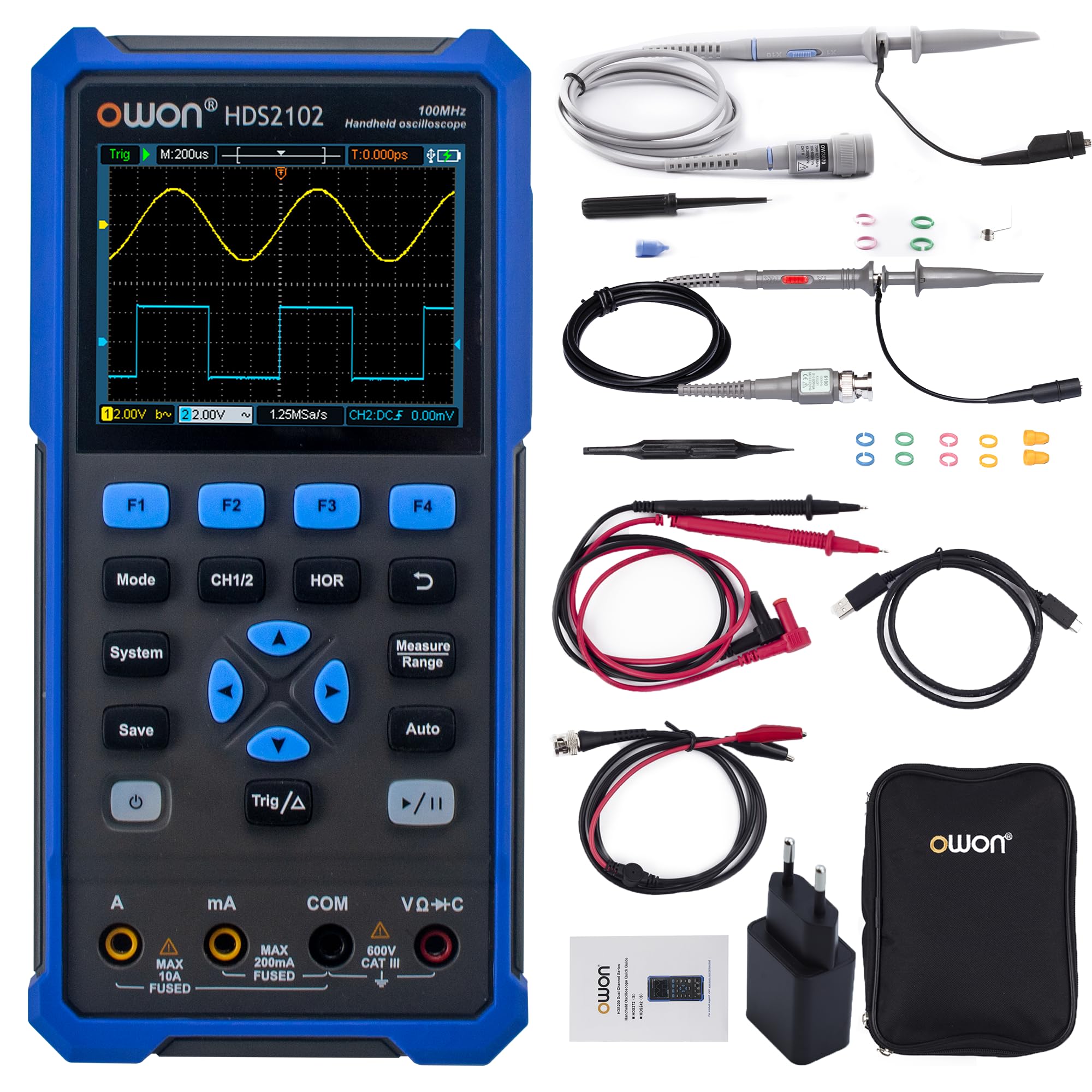 HDS2102 OWON Oscilloscope 100MHz Bandwidth Dual Channel 2 in 1 Scope ...